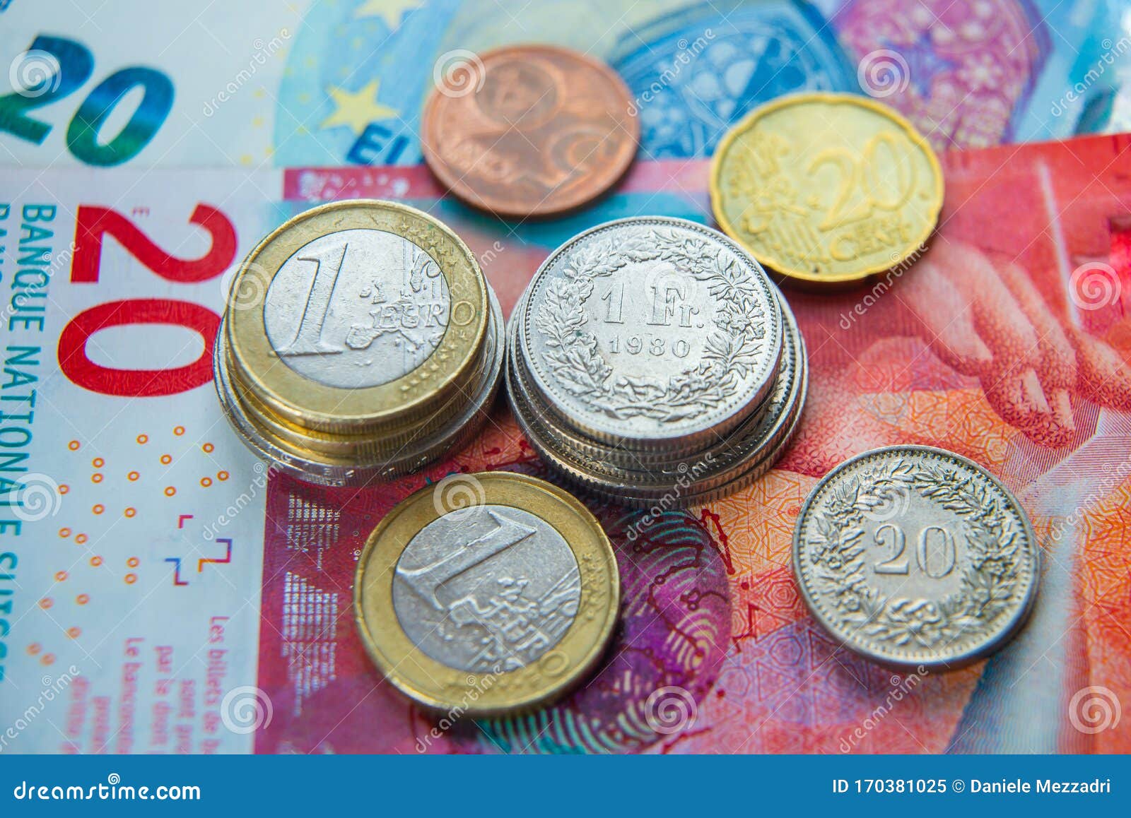 Euro and Swiss Francs Banknotes and Coins Stock Image - Image of ...