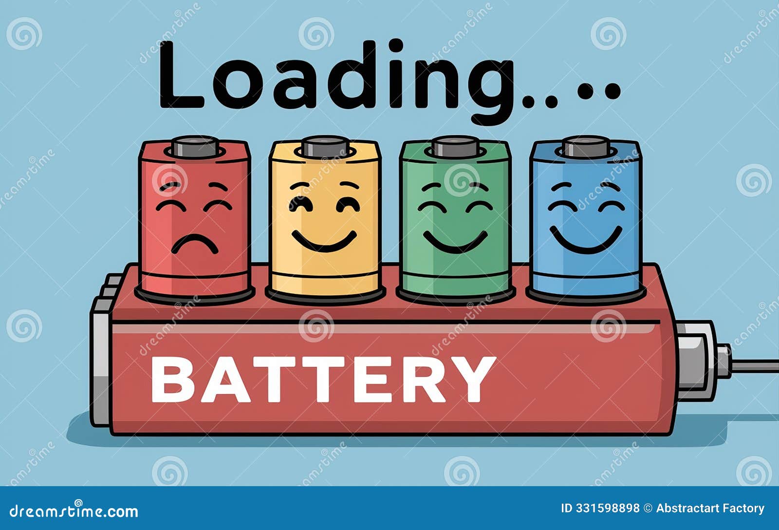 The Image Shows a Battery with Four Cartoon Faces on it. Generative Ai ...