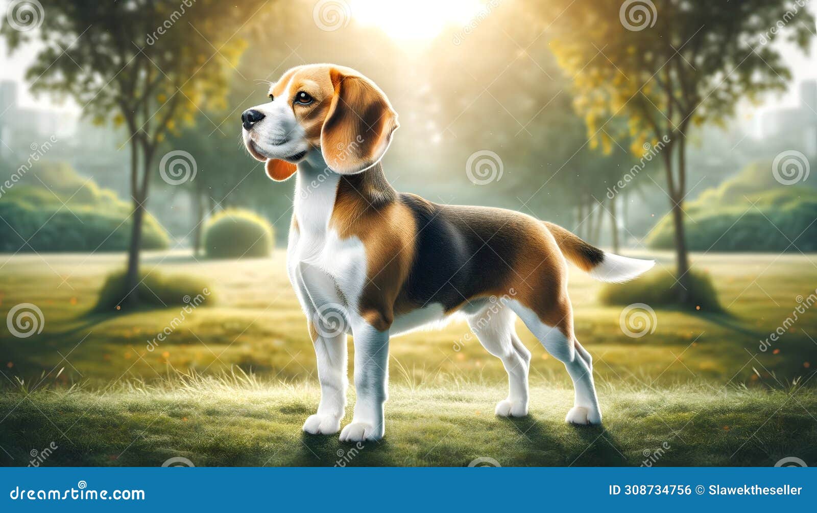 Curious Beagle Puppy in Sun-Drenched Park Stock Photo - Image of ...