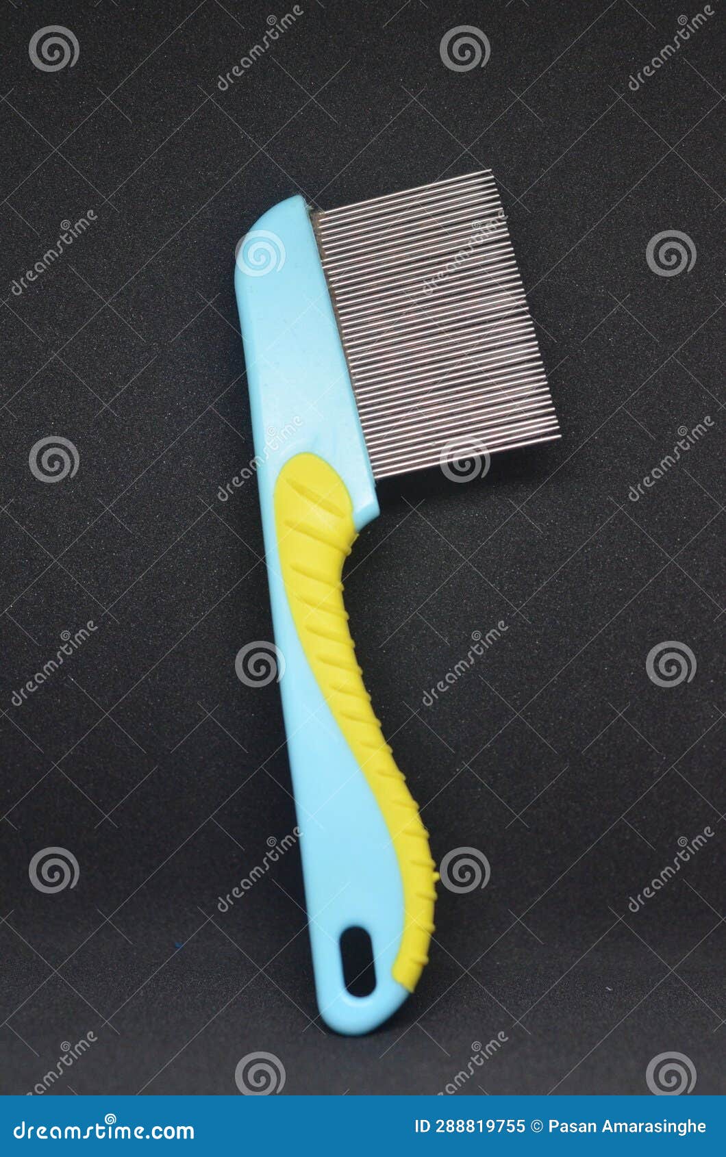 Blue and Yellow Nit Comb on Black Background Stock Image - Image of ...