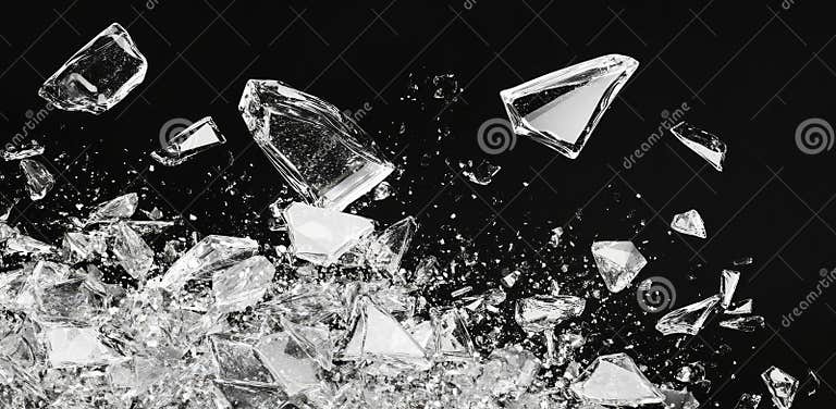 The Image Shows Broken Pieces of Glass Exploding in the Air Above a ...