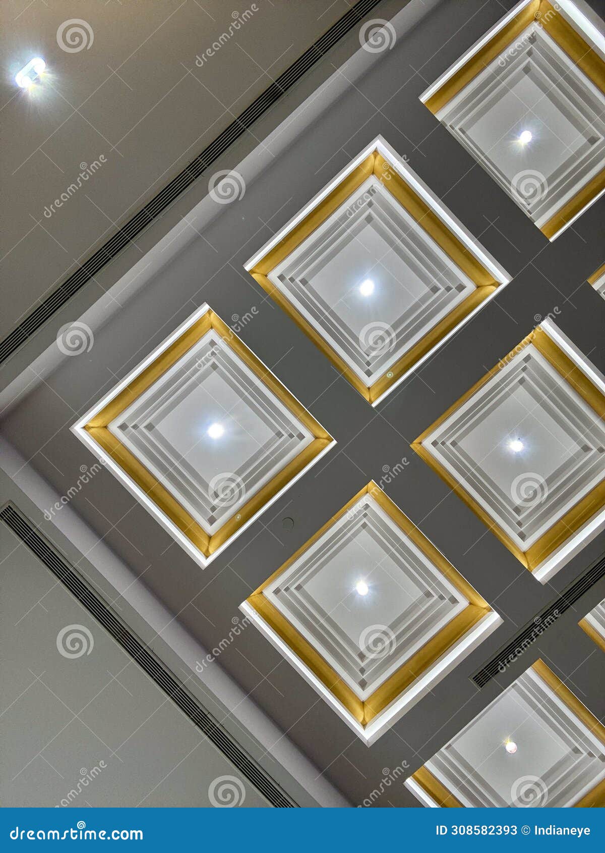Ceiling with Embedded Lights Stock Image - Image of electrical ...