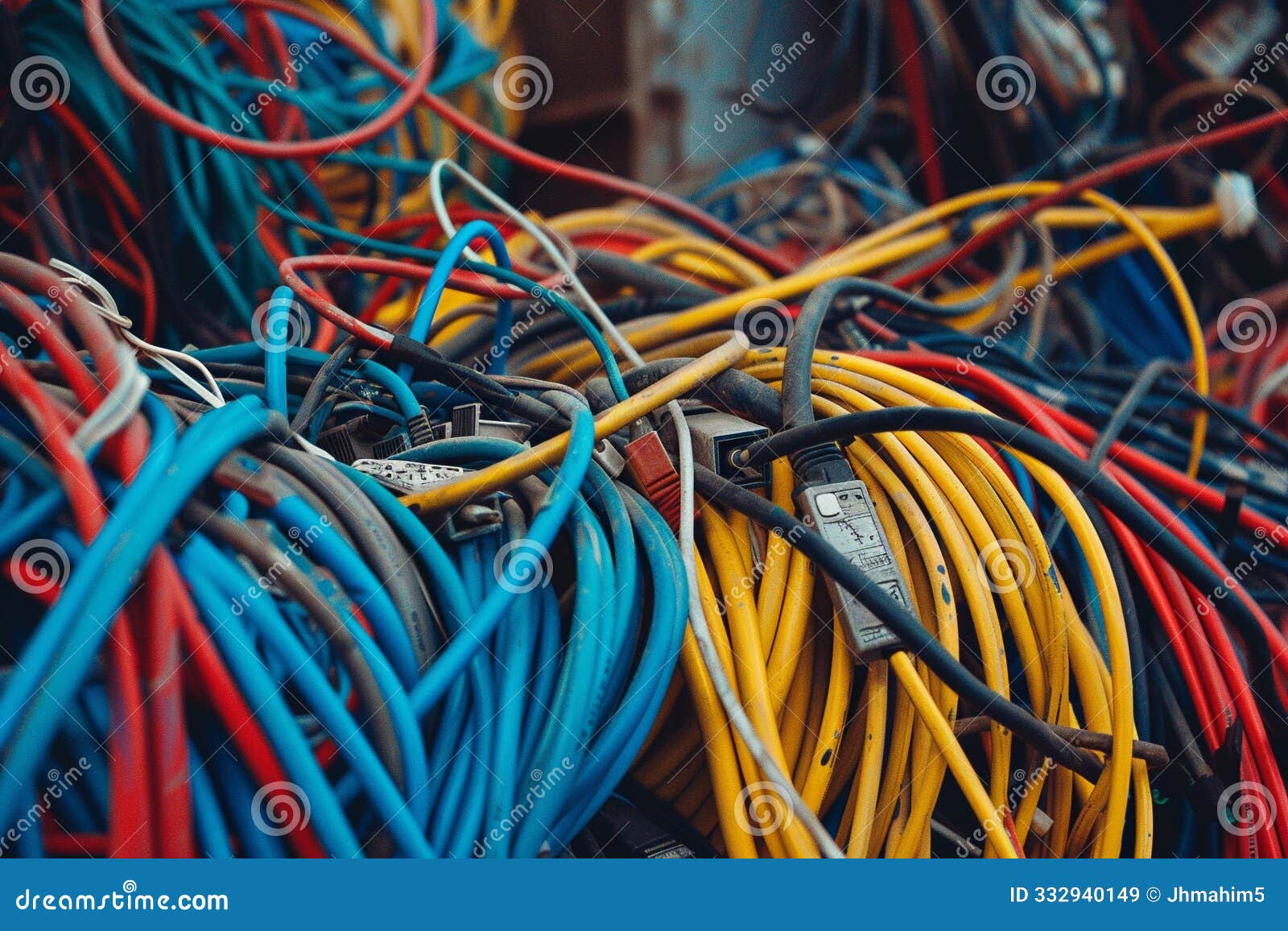 Electrical Wires Converge To The Control Center. Generative AI Royalty ...