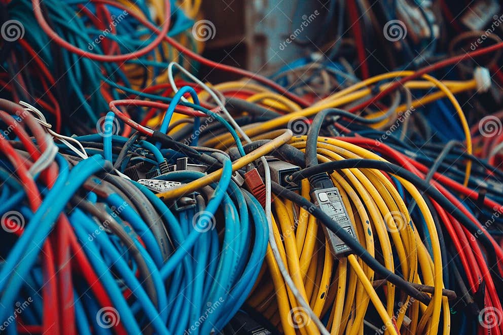 Colorful Tangle of Electrical Wires and Cables Stock Illustration ...