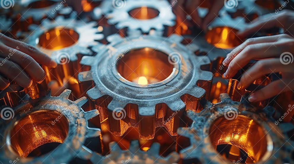 The Image Shows a Close-up of a Complex System of Gears Stock Image ...