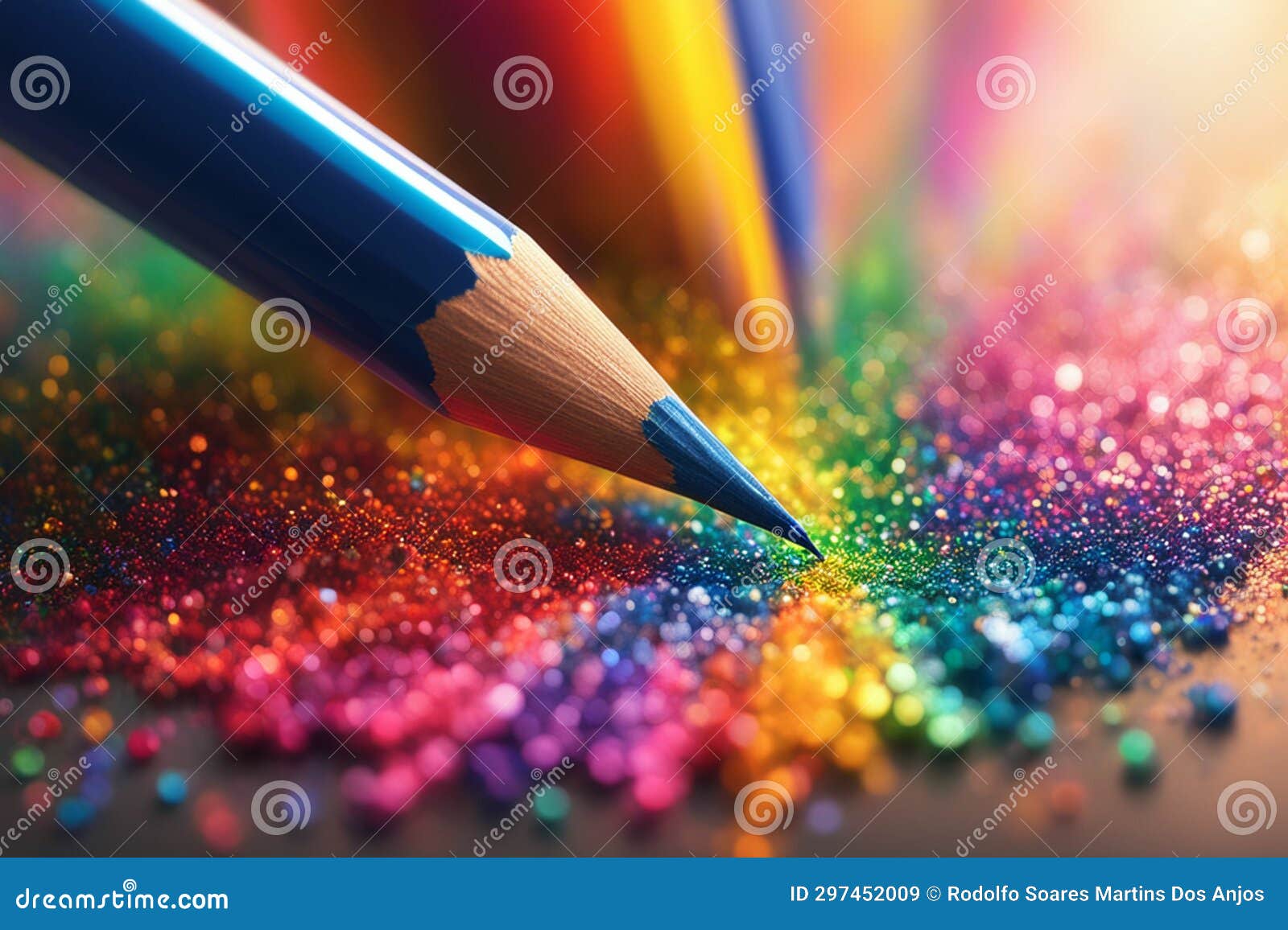 Colorful Explosion of Glitter and Pigments from Pencil Tip Stock ...