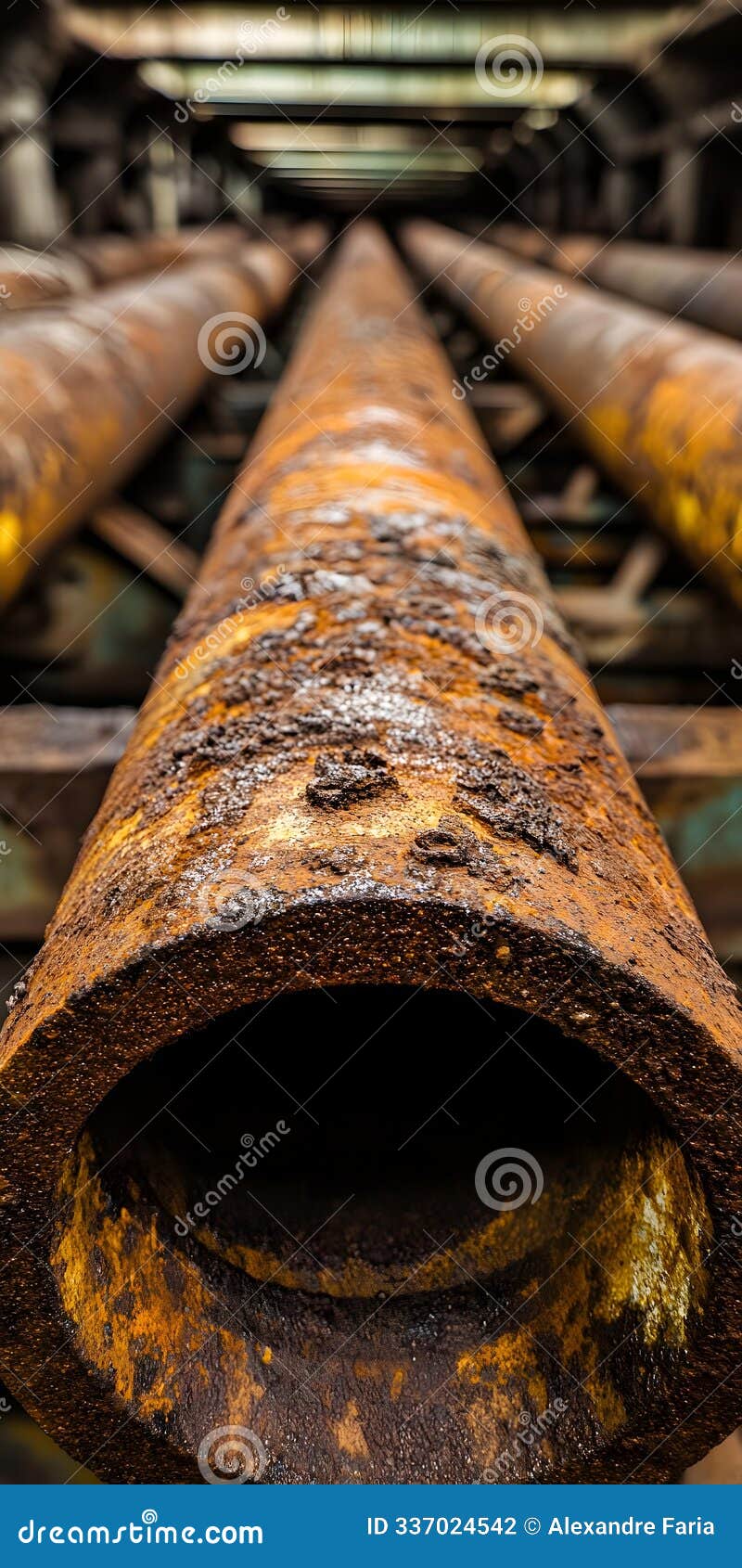 Rusted Pipe with Large Hole in Industrial Setting Stock Illustration ...