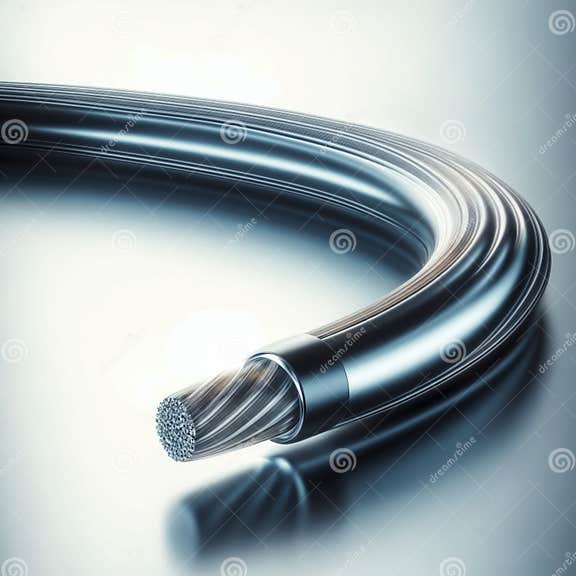 Close-up of Curved Metal Cable, Layers and Central Core Visible ...