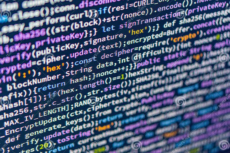 Image Shows Close-up View of Dense Computer Code, Likely Written in a Programming Language with ...