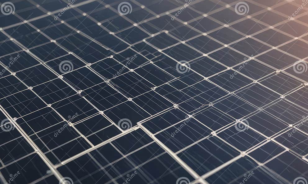 Close-up View Solar Panel Grid, with Grid Pattern Dark Blue Squares and ...