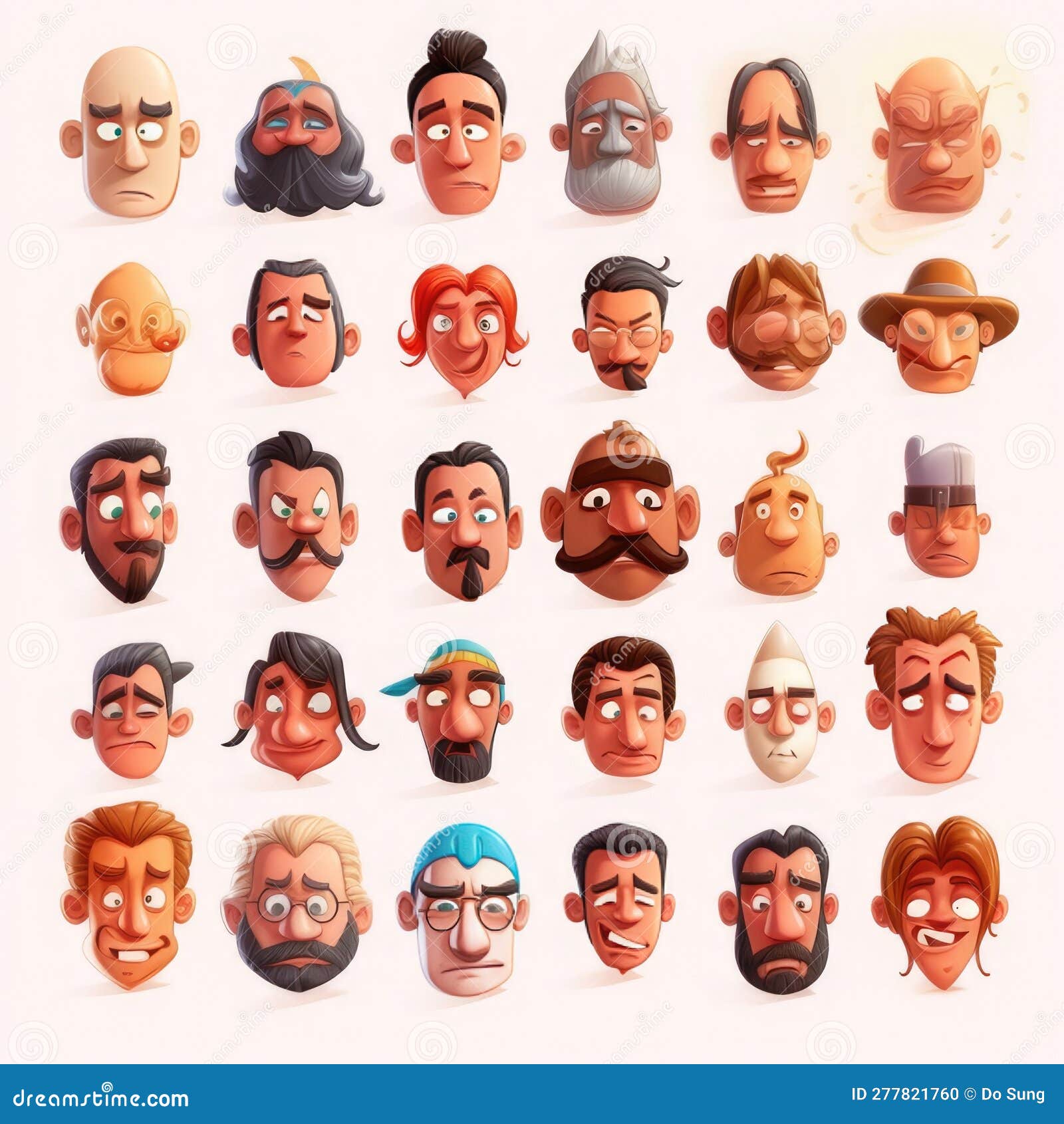 The Image Shows a Collection of Character Faces. Stock Illustration ...