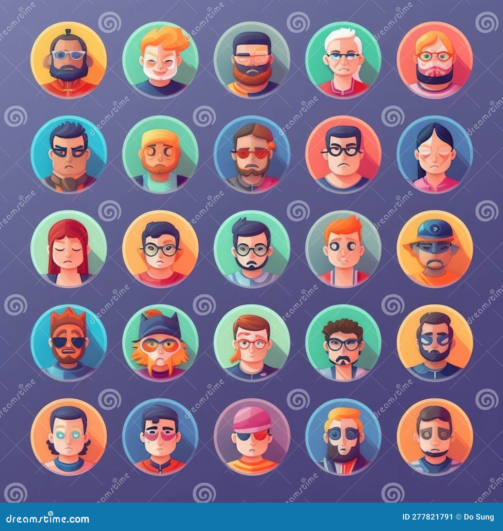 The Image Shows a Collection of Character Faces. Stock Illustration ...