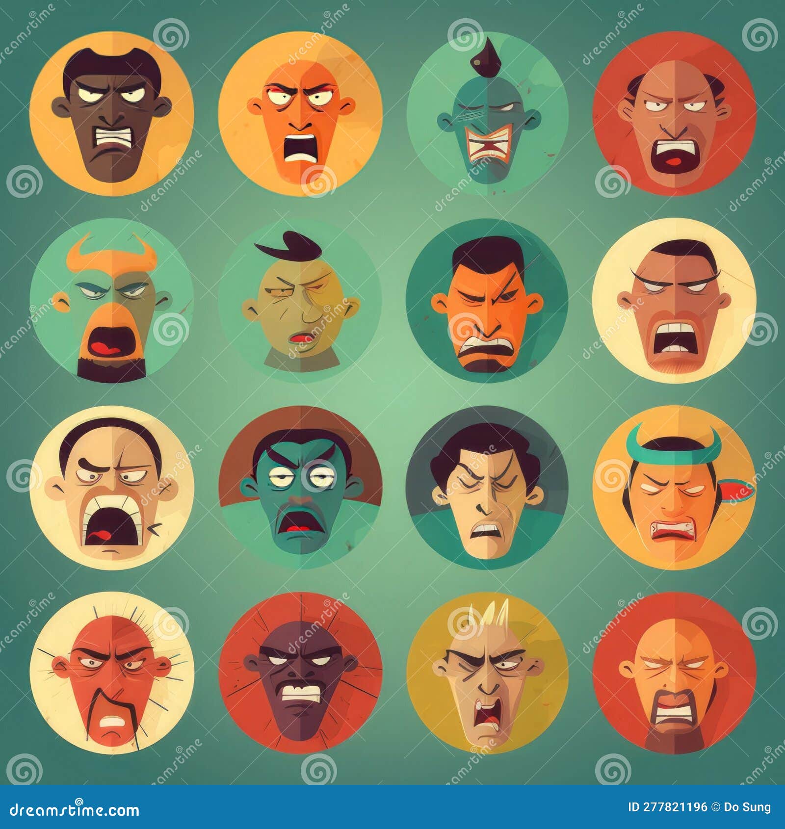 The Image Shows a Collection of Character Faces. Stock Illustration ...
