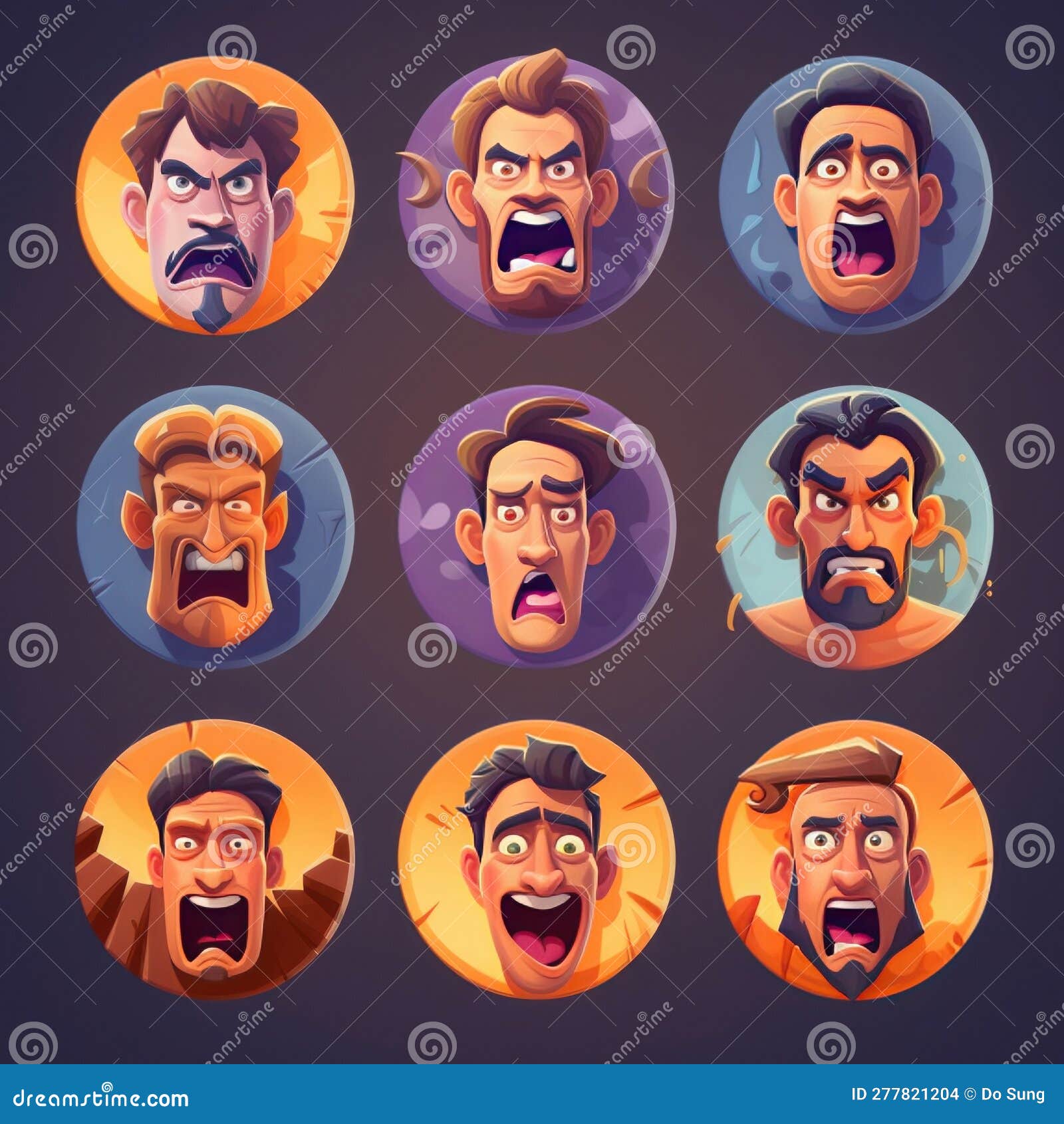 The Image Shows a Collection of Character Faces. Stock Illustration ...