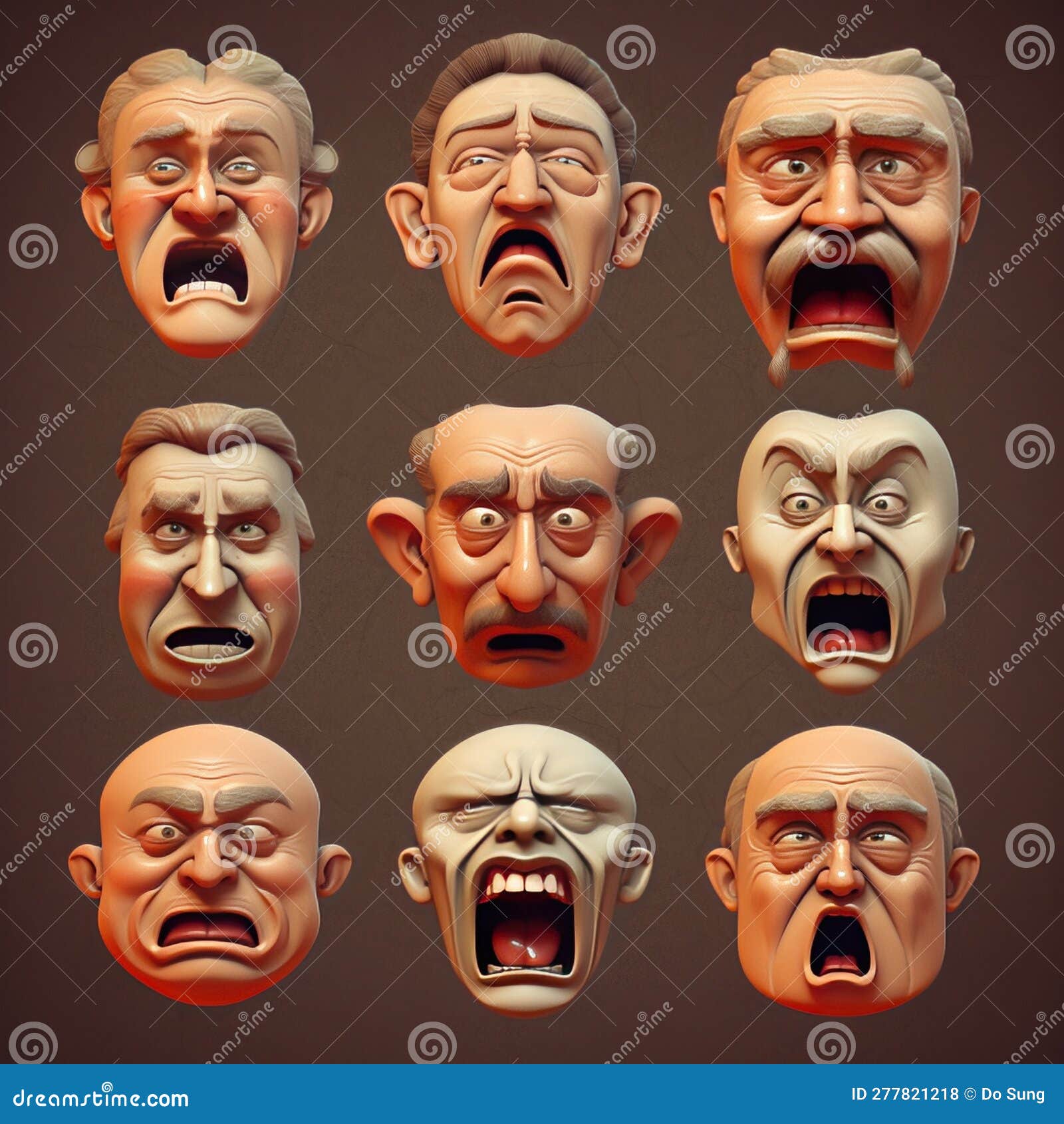 The Image Shows a Collection of Character Faces. Stock Illustration ...