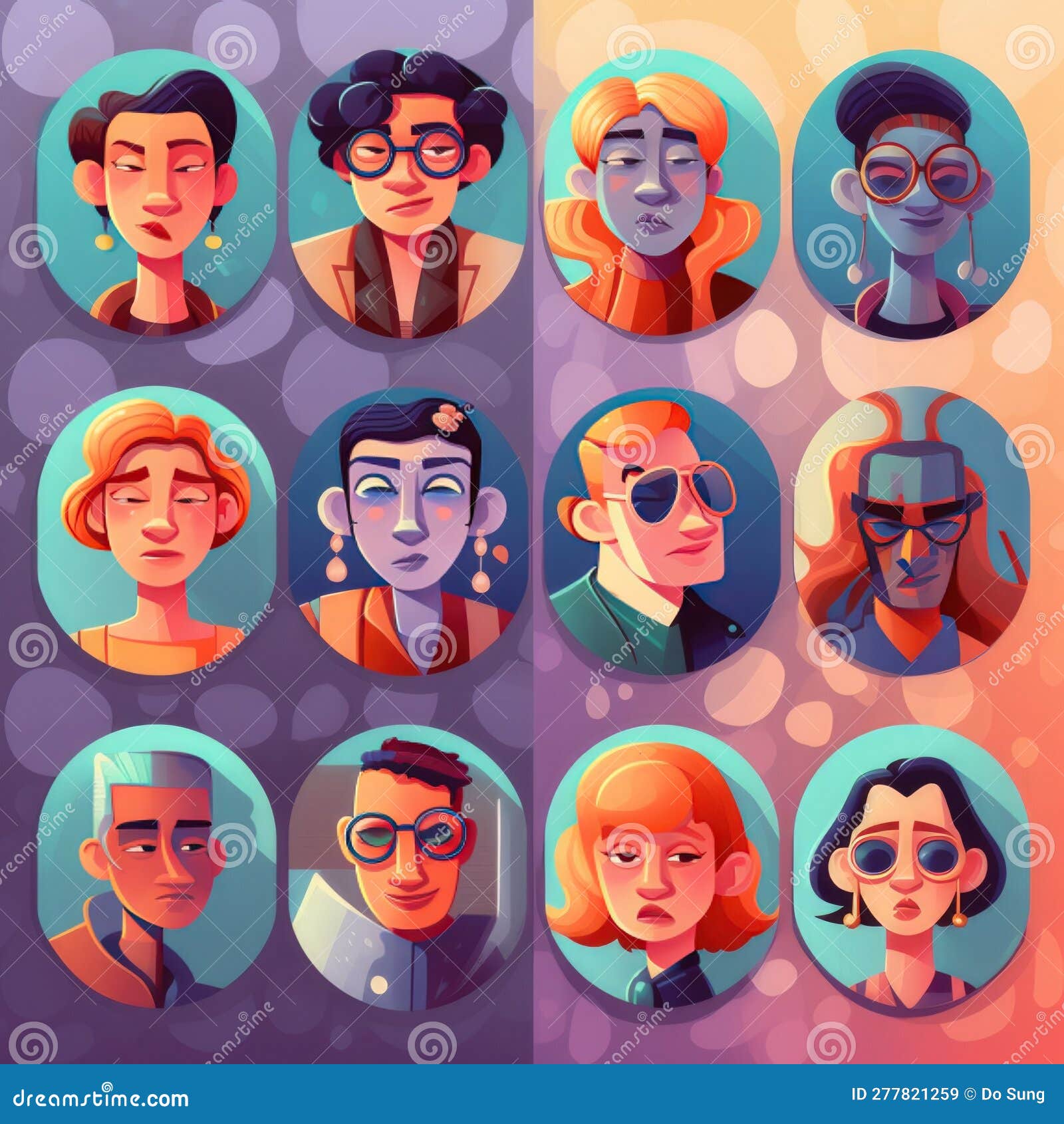The Image Shows a Collection of Character Faces. Stock Illustration ...