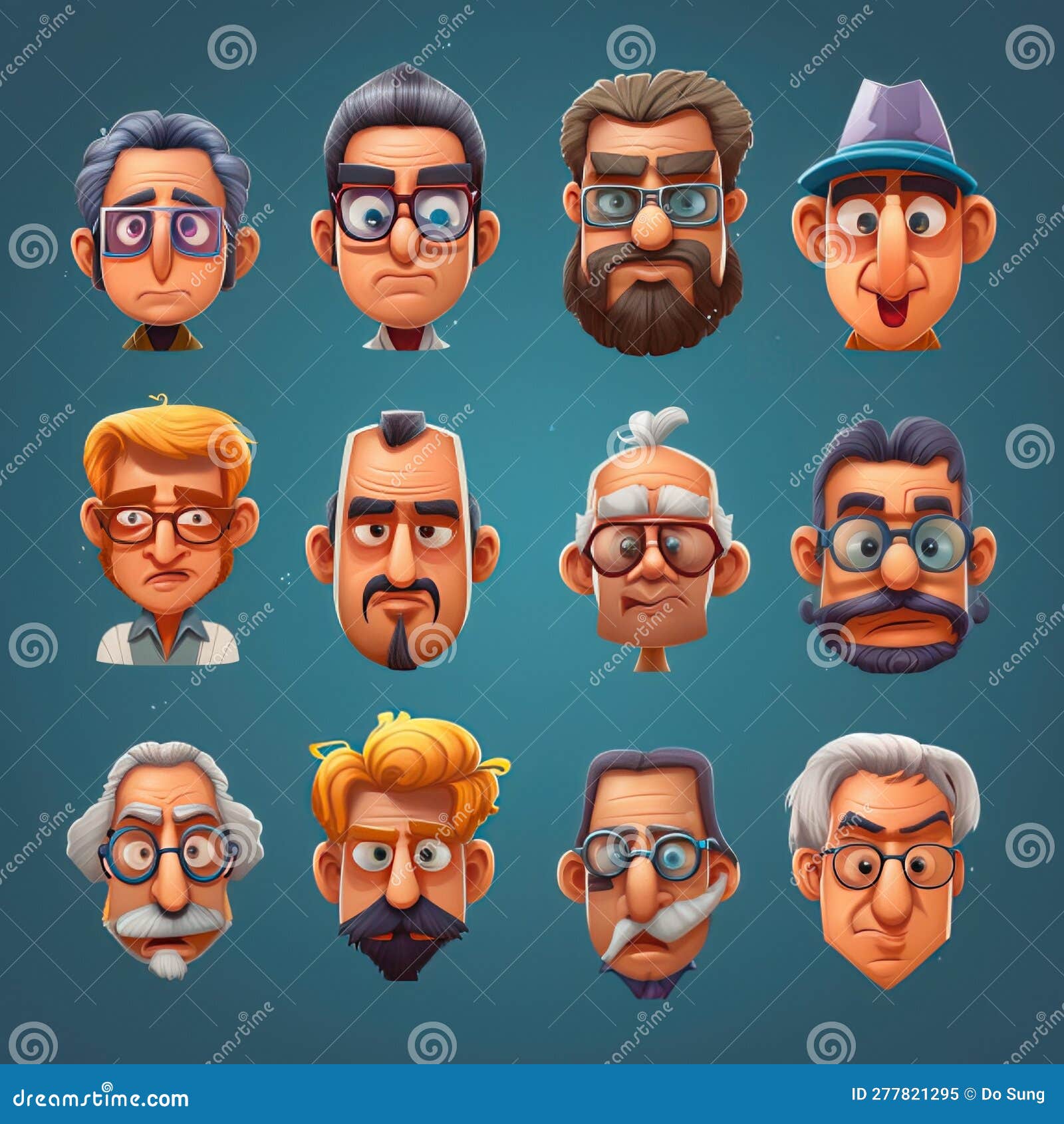 The Image Shows a Collection of Character Faces. Stock Illustration ...