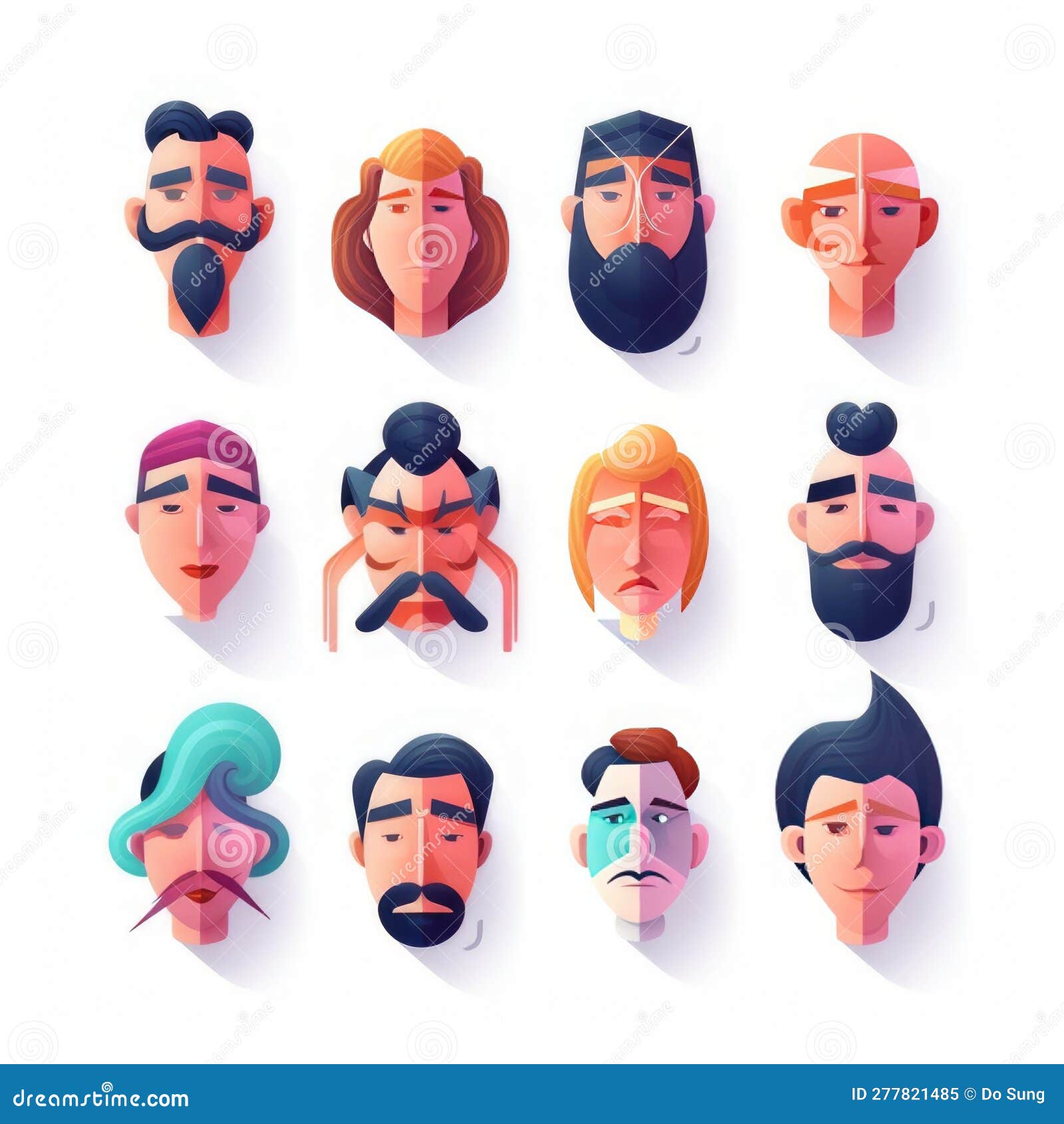 The Image Shows a Collection of Character Faces. Stock Illustration ...