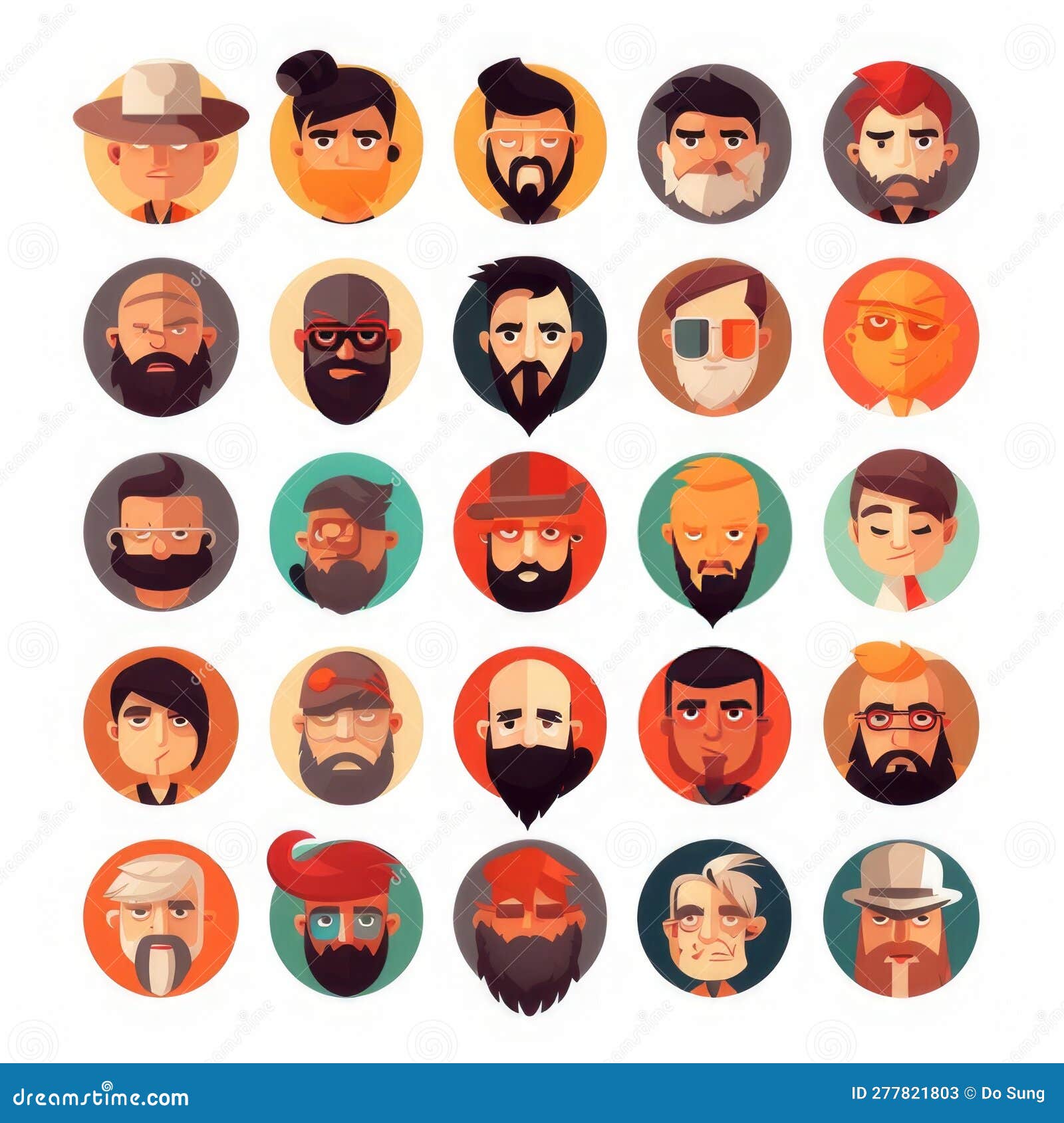 The Image Shows a Collection of Character Faces. Stock Illustration ...