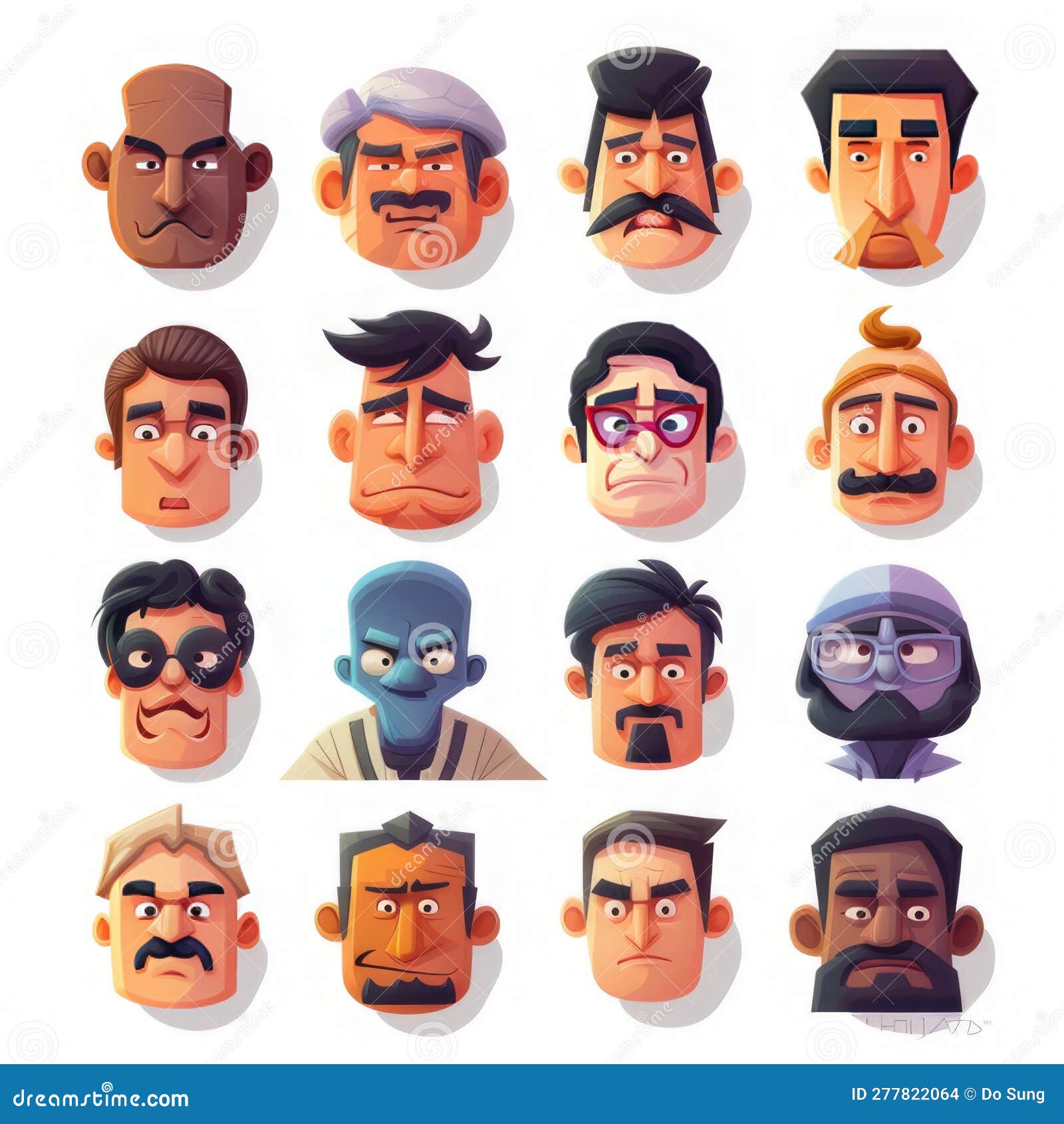 The Image Shows a Collection of Character Faces. Stock Illustration ...
