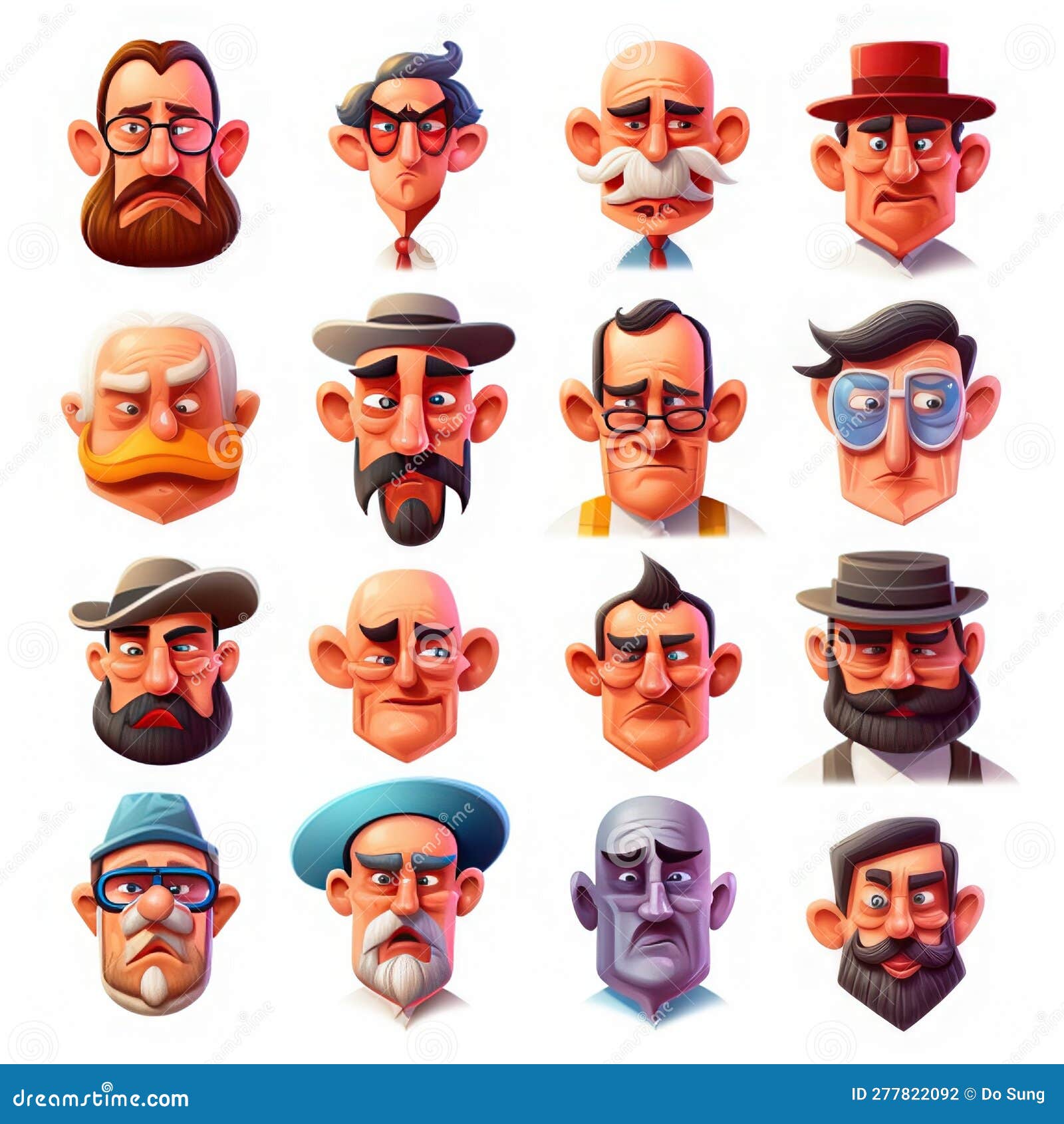 The Image Shows a Collection of Character Faces. Stock Illustration ...