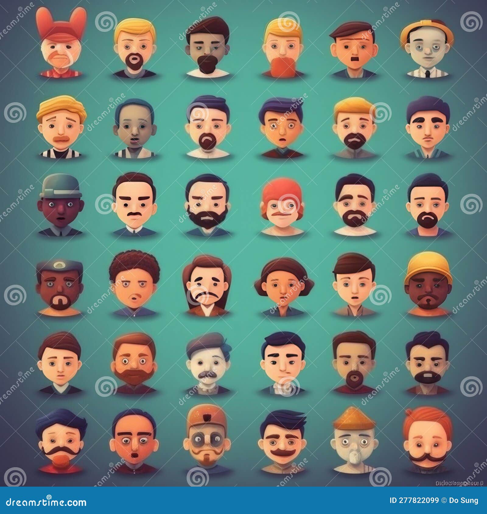The Image Shows a Collection of Character Faces. Stock Illustration ...