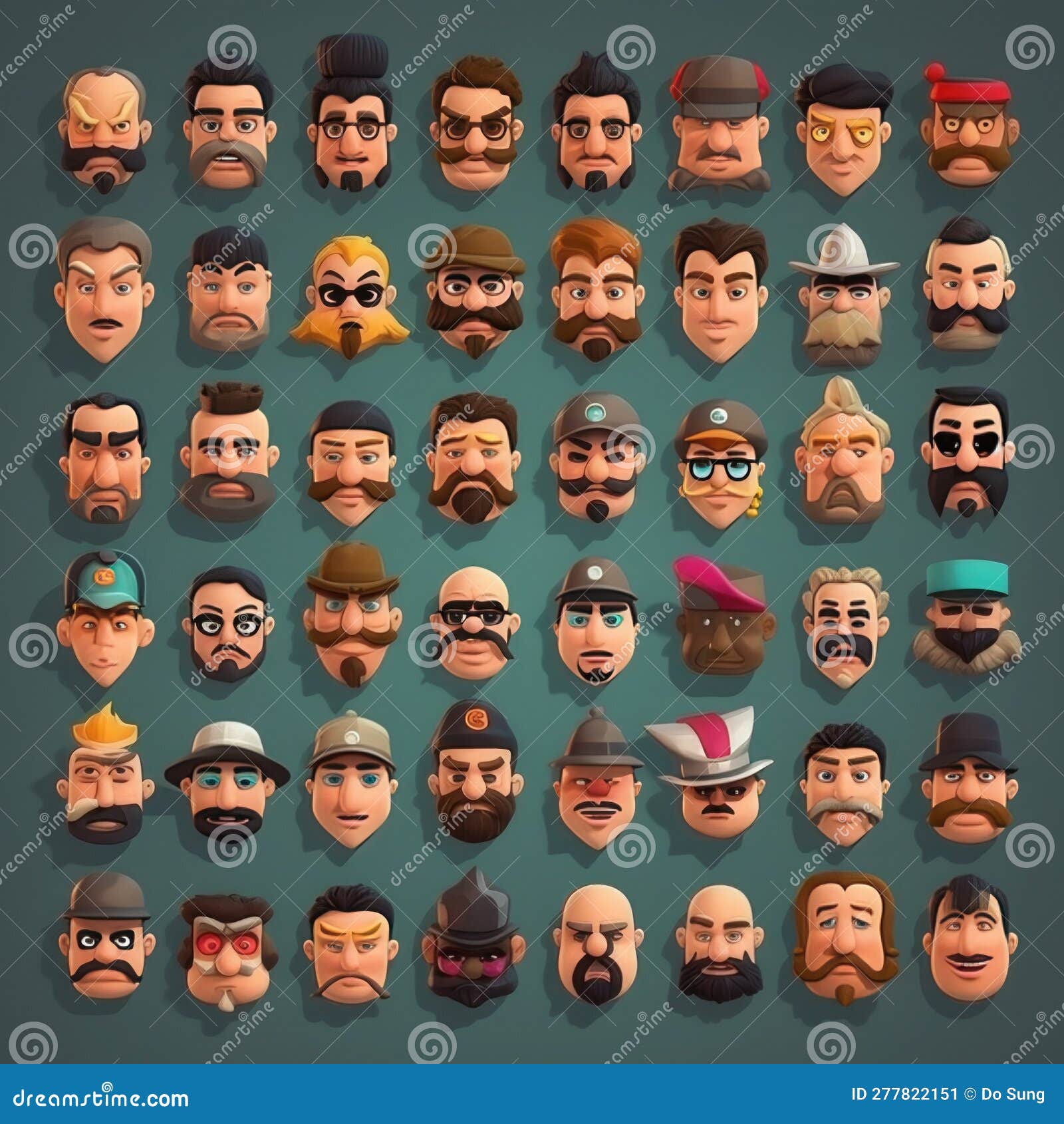 The Image Shows a Collection of Character Faces. Stock Illustration ...