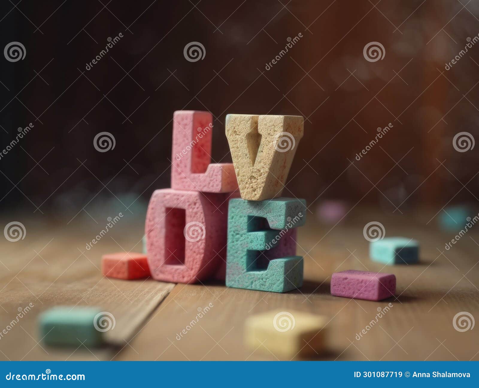 The Image Shows Colorful Letter Blocks Spelling LOVE. the Concept ...