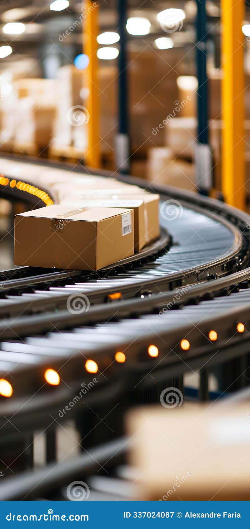 Conveyor Belt System in Warehouse Setting Stock Illustration ...