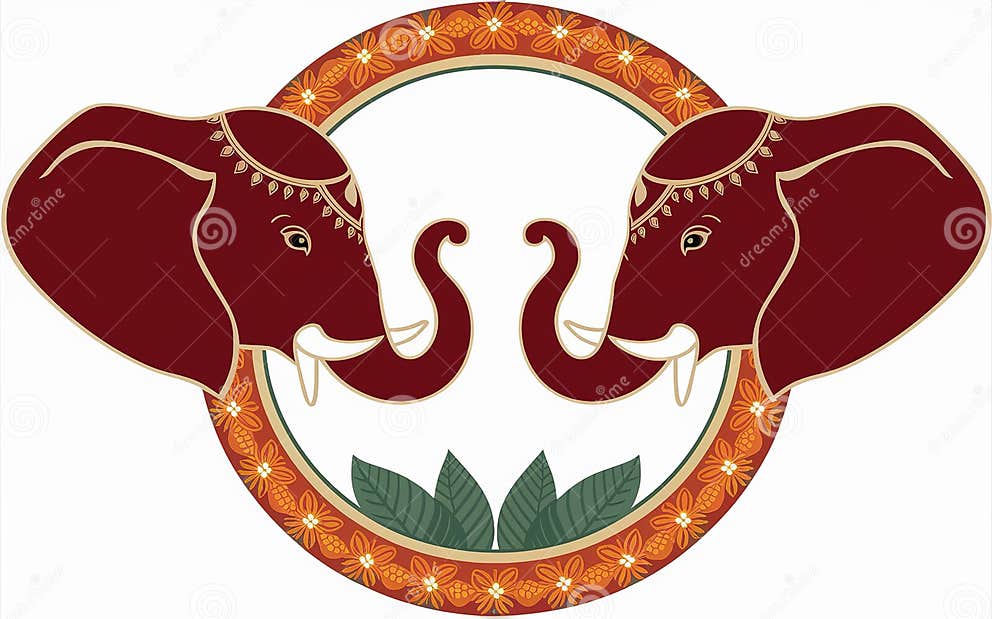 Image Shows a Decorative Frame of Two Elephants Head. Generative Ai Stock Image - Image of ...