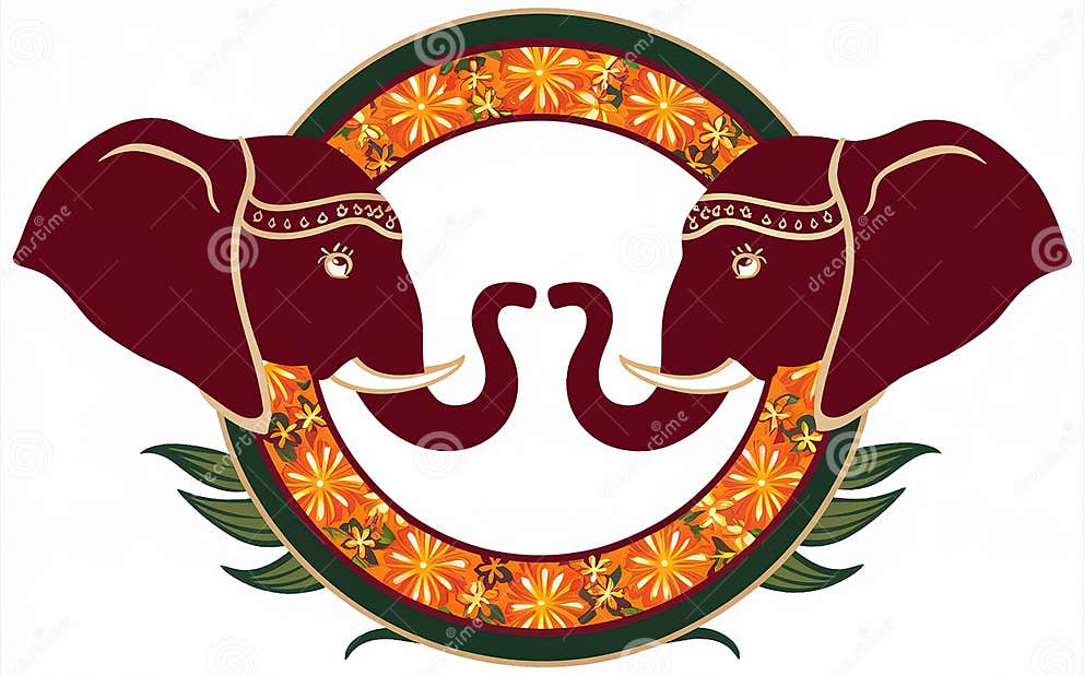 Image Shows a Decorative Frame of Two Elephants Head. Generative Ai ...