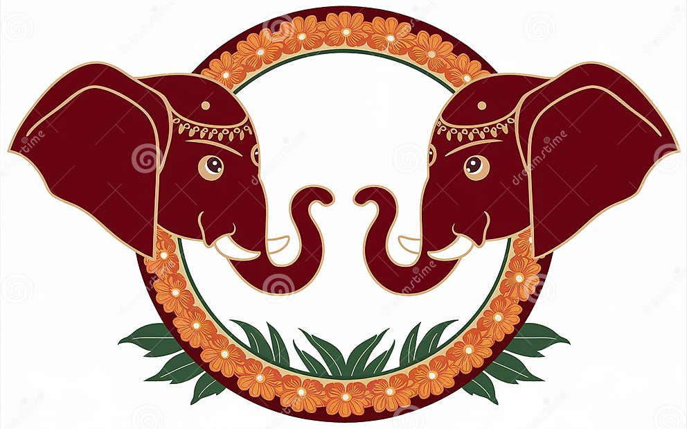 Image Shows a Decorative Frame of Two Elephants Head. Generative Ai ...