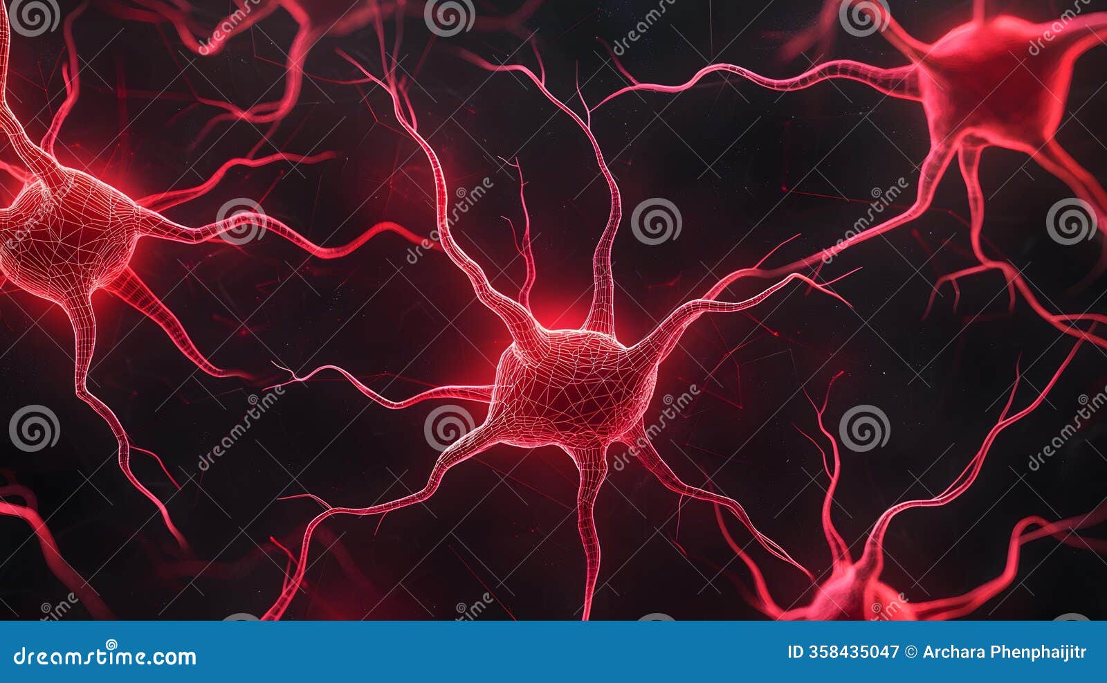 The Image Shows a Digital Rendering of Neurons, or Nerve Cells ...