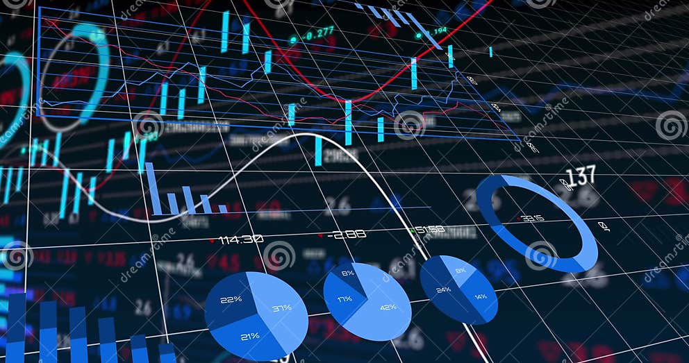 The Image Shows Global Finances and Statistics Being Processed Stock ...