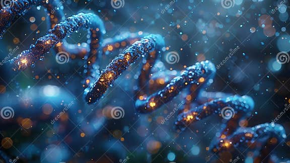 The Image Shows a Glowing Blue Double Helix Structure, Representing DNA ...