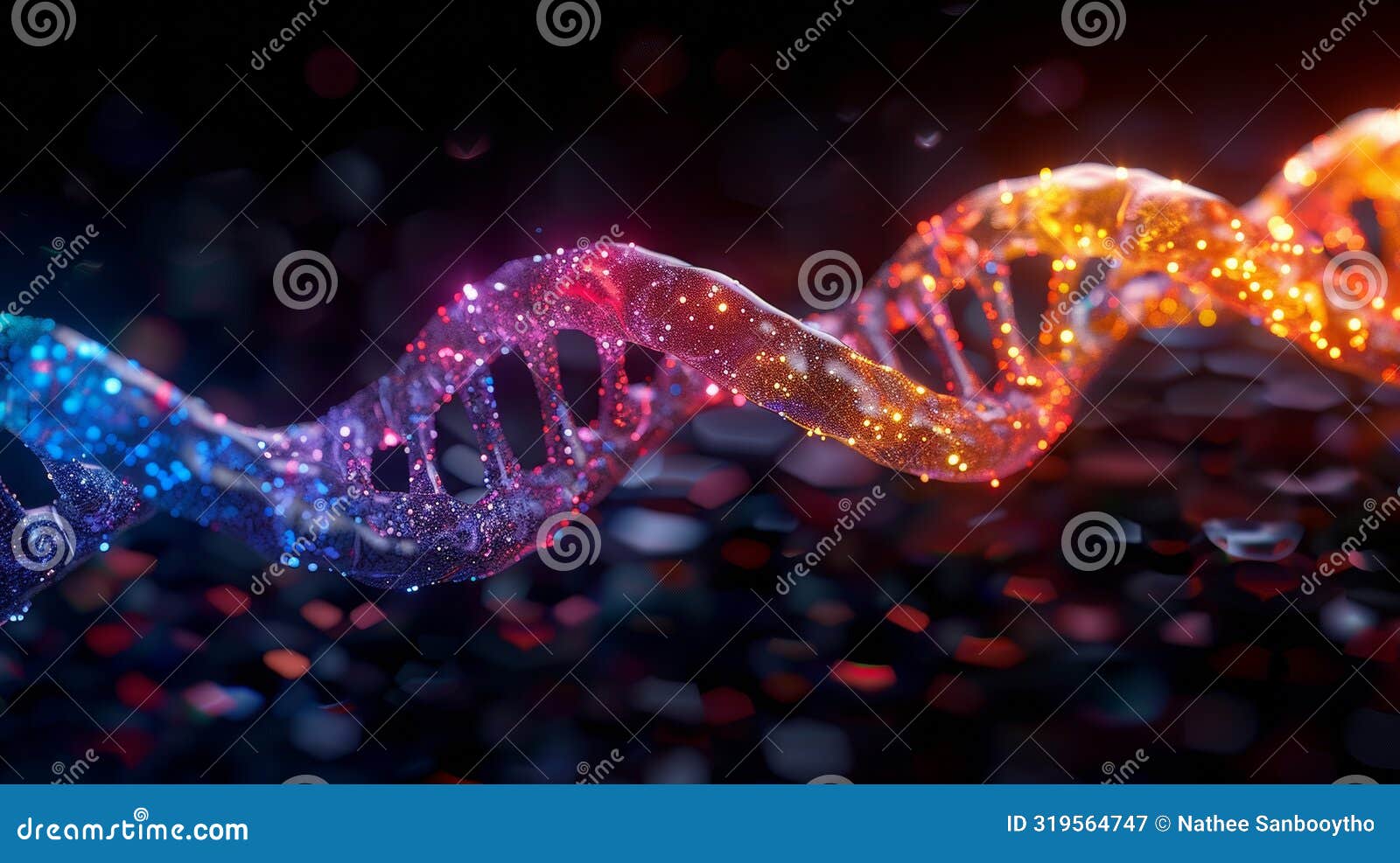 The Image Shows a Glowing, Multi-colored Double Helix Representing DNA ...