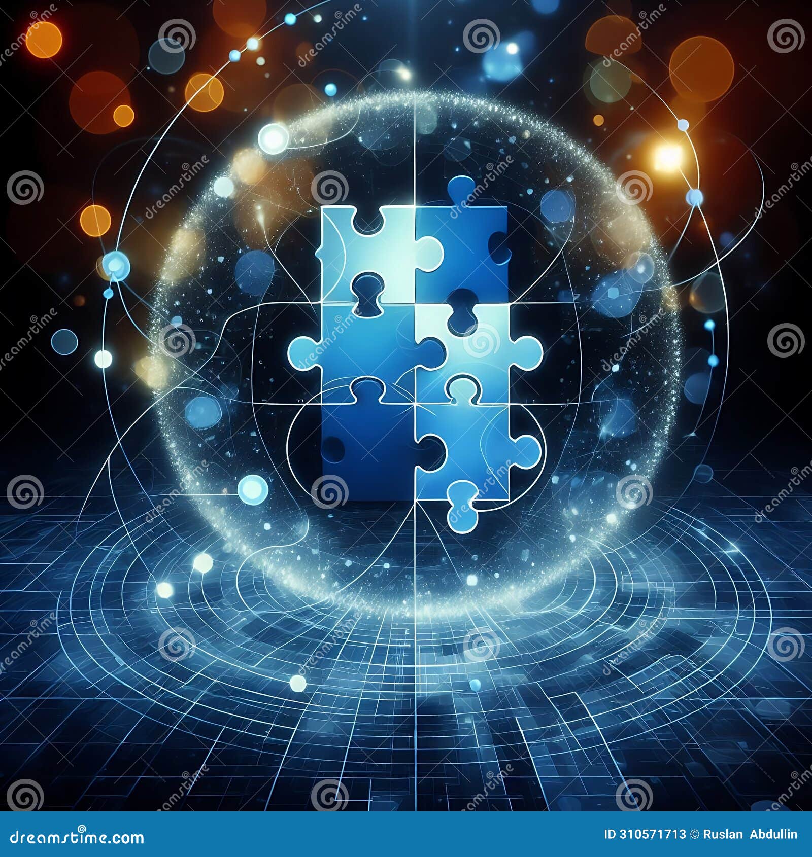 Burning Puzzle Integration Network Stock Illustration - Illustration of ...
