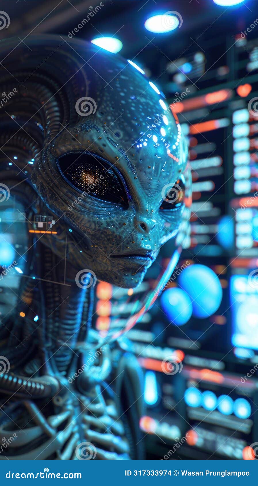 The Image Shows a Grey Alien Wearing a Spacesuit with a Transparent ...