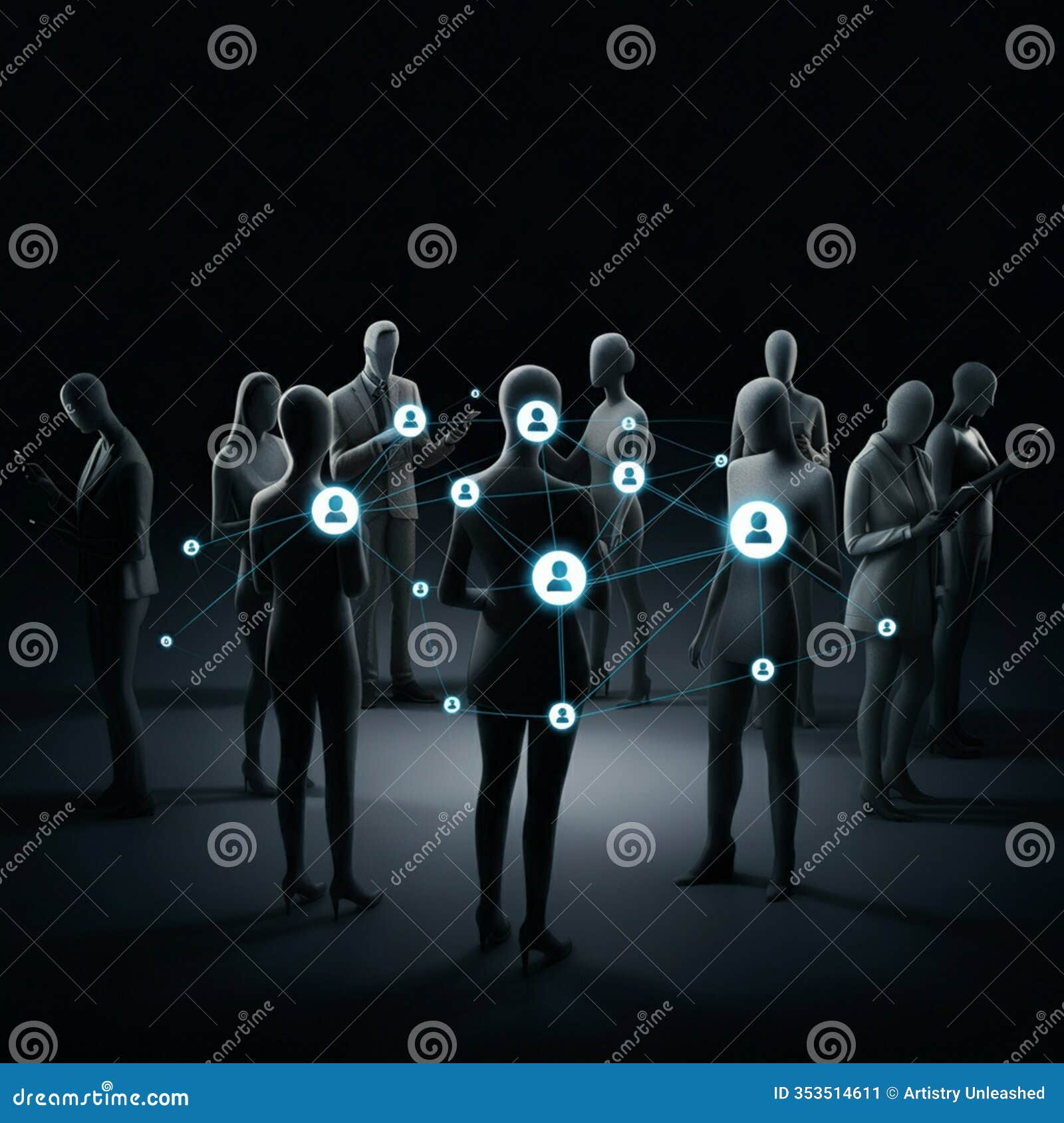 Stylized Figures With Parachutes And Floating Chocolate Box Royalty ...