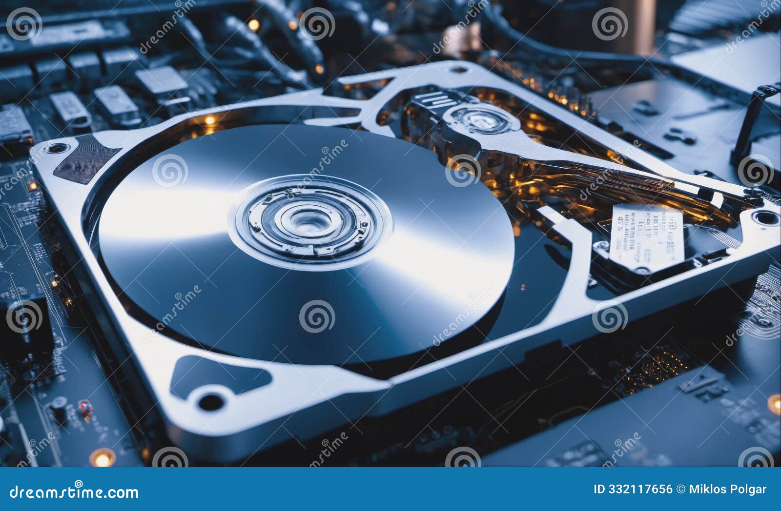 A Hard Drive is Installed Inside a Computer Stock Photo - Image of ...