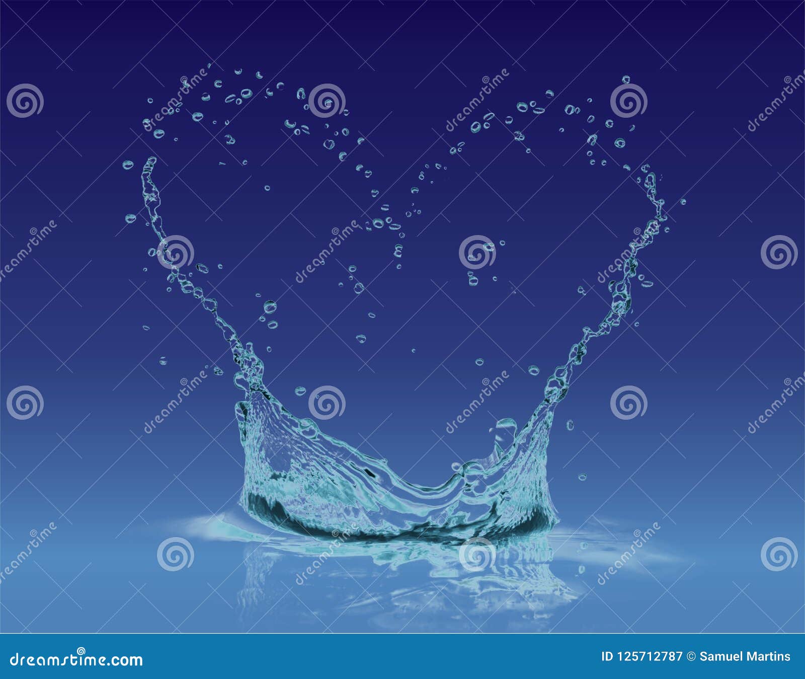 Heart Water Splash in a Blue Gradient Stock Illustration - Illustration ...