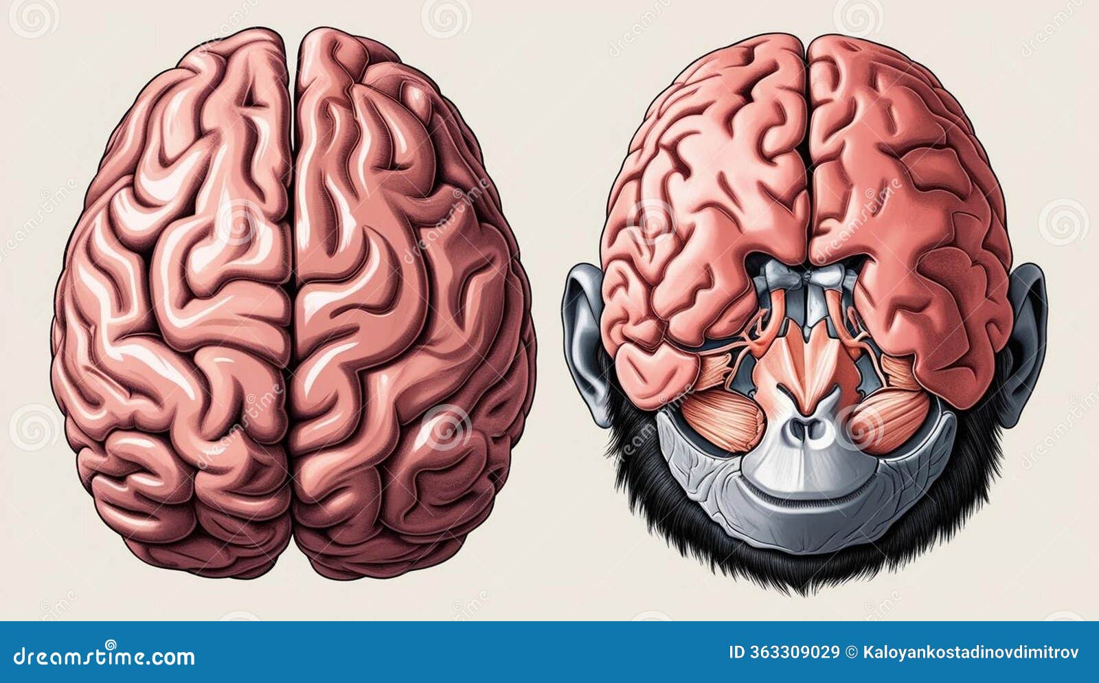 The Image Shows A Human Brain And A Chimpanzee Brain Royalty-Free Stock Photography ...