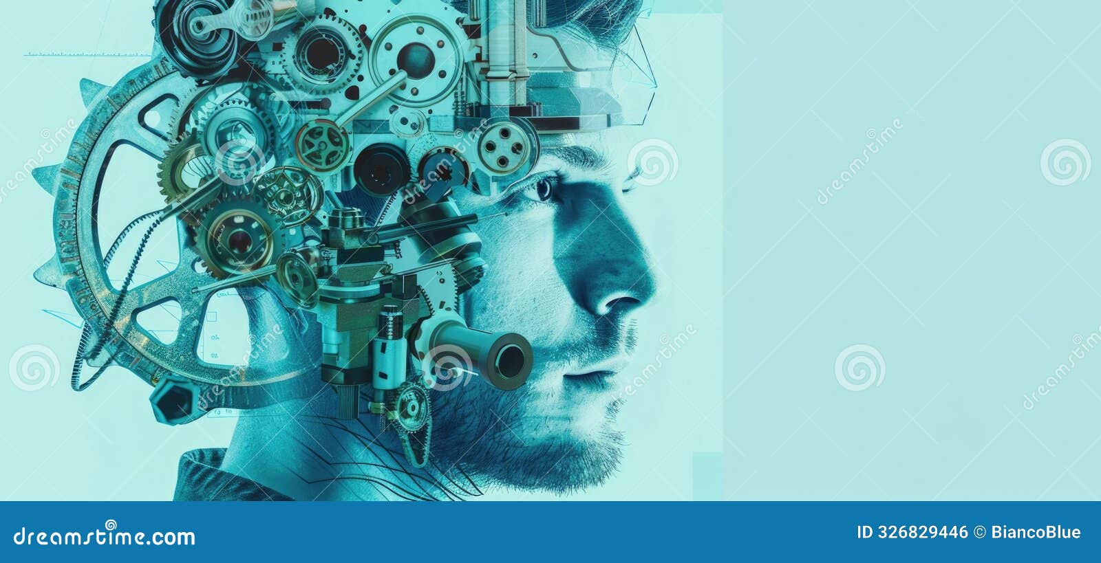 The Image Shows a Human Head with a Clockwork Mechanism Inside Stock ...