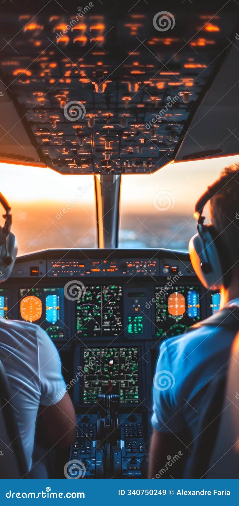 Two Pilots In Front Of Passenger Plane. Airport Staff. Airplane Captain. Transportation By Air ...