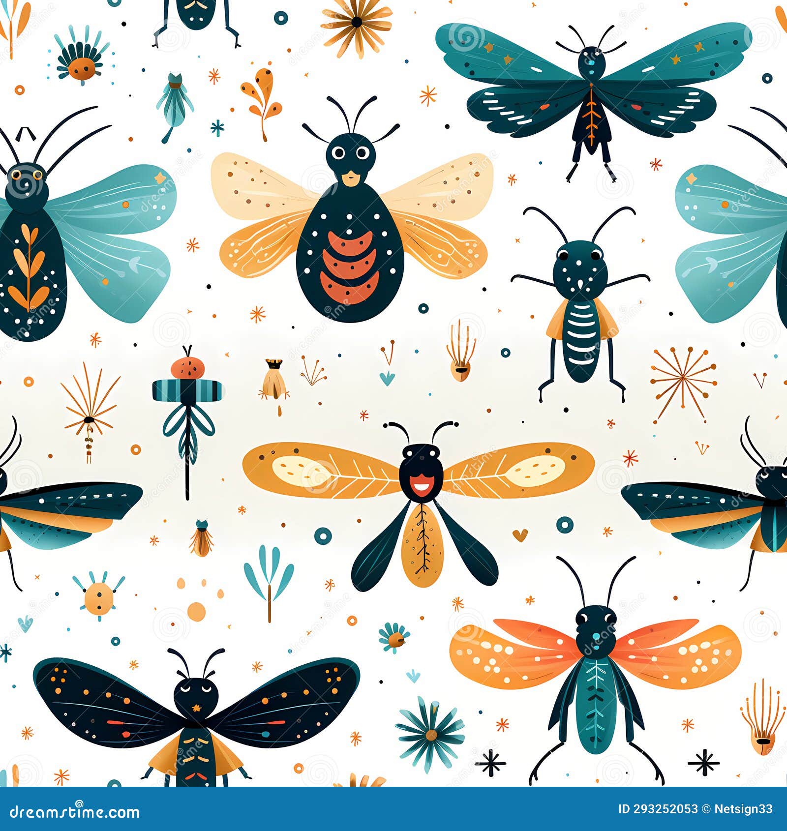 A Pattern of Insects and Bugs Stock Illustration - Illustration of ...