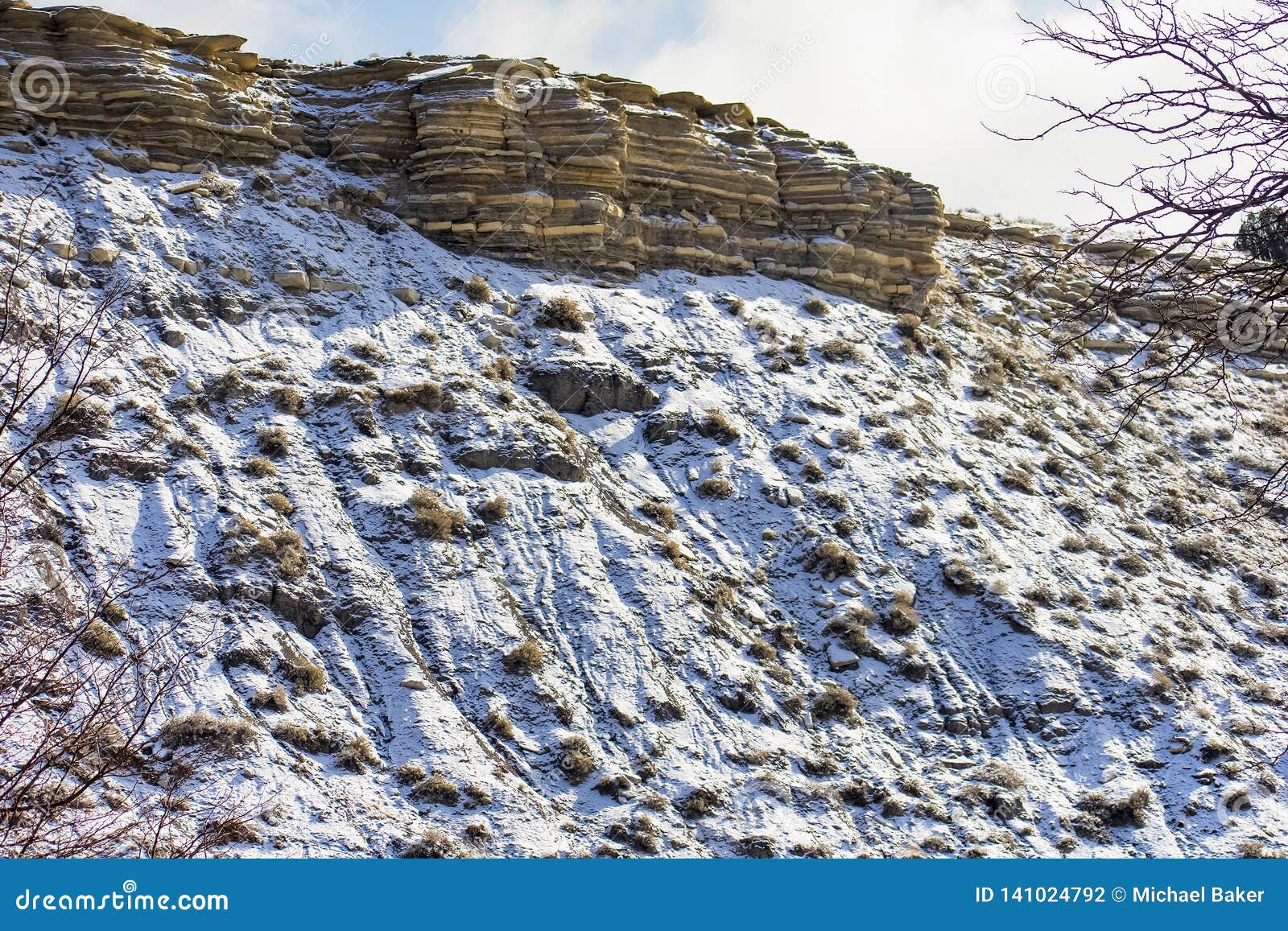 Layers of Winter stock photo. Image of tree, shale, cloud - 141024792