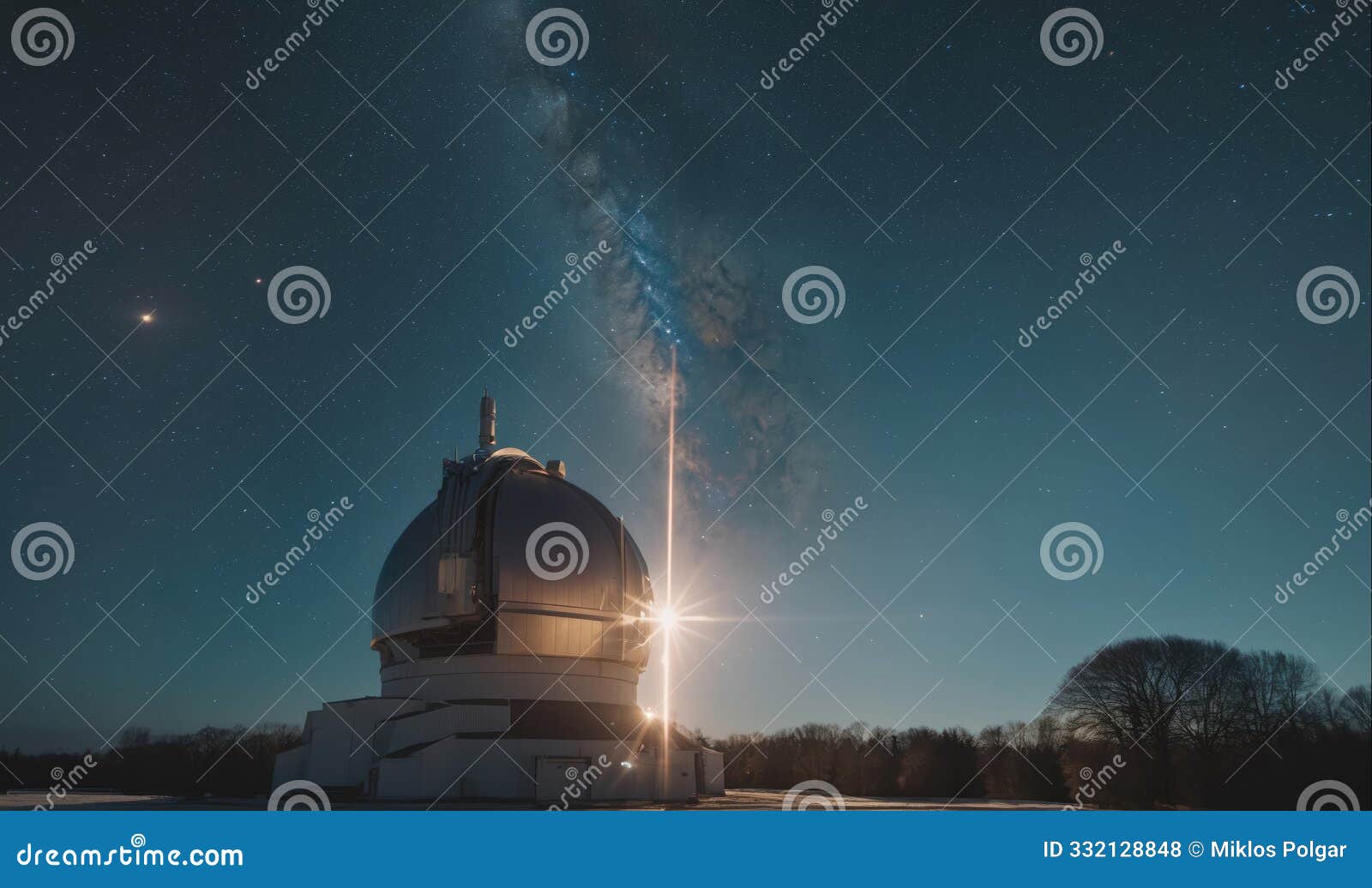A Large, White Observatory Dome Stands in Front of a Starry Night Sky ...