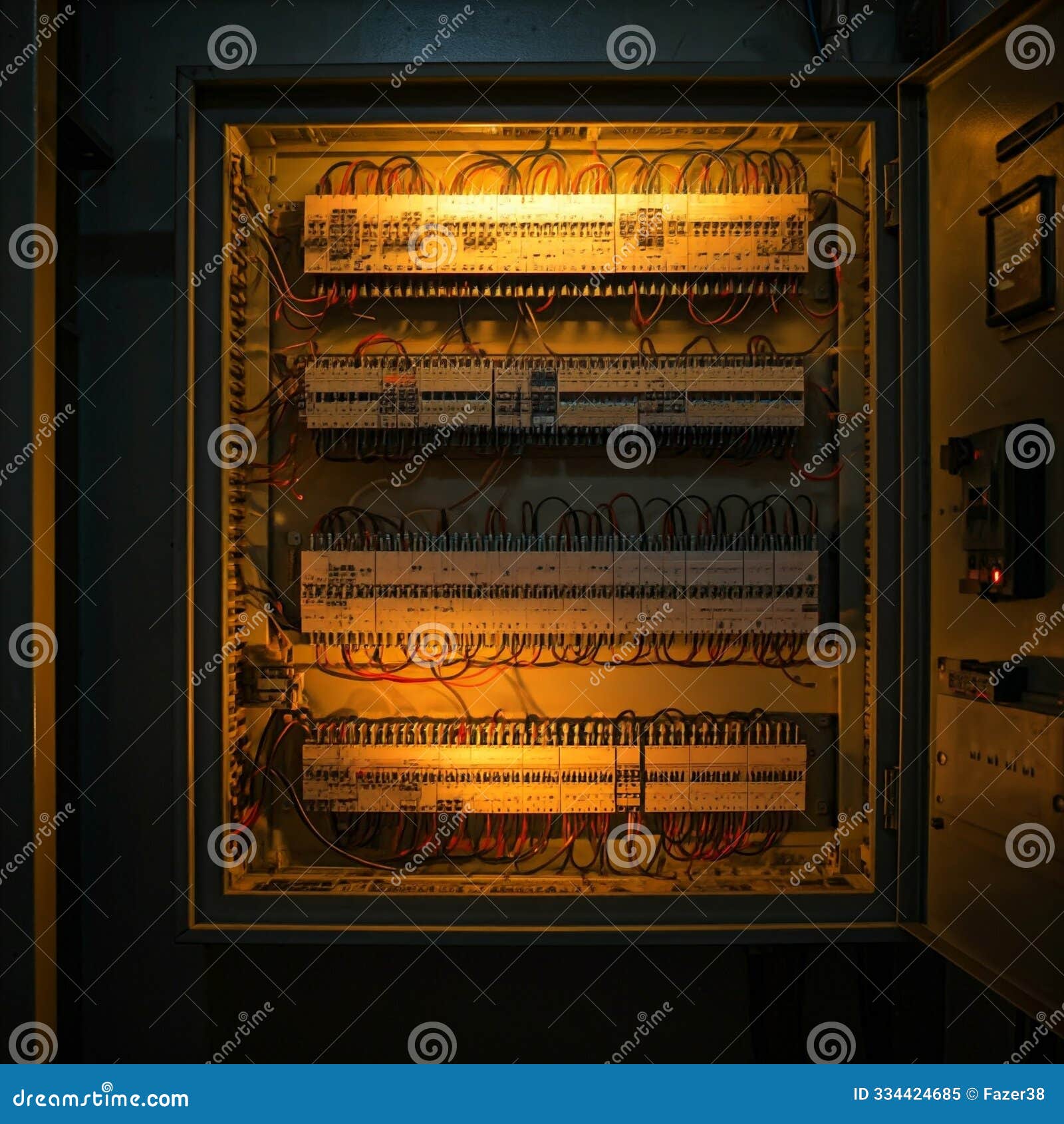 The Image Shows an Open Electrical Panel Stock Image - Image of voltage ...