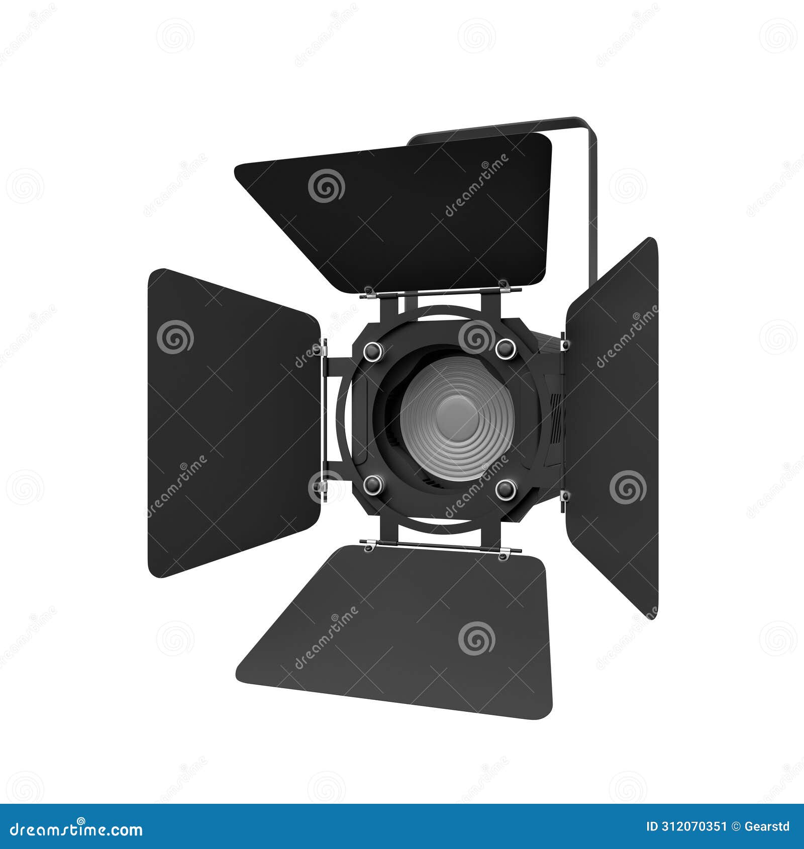 Spotlight with Open Barn Doors Front Perspective Stock Image - Image of ...