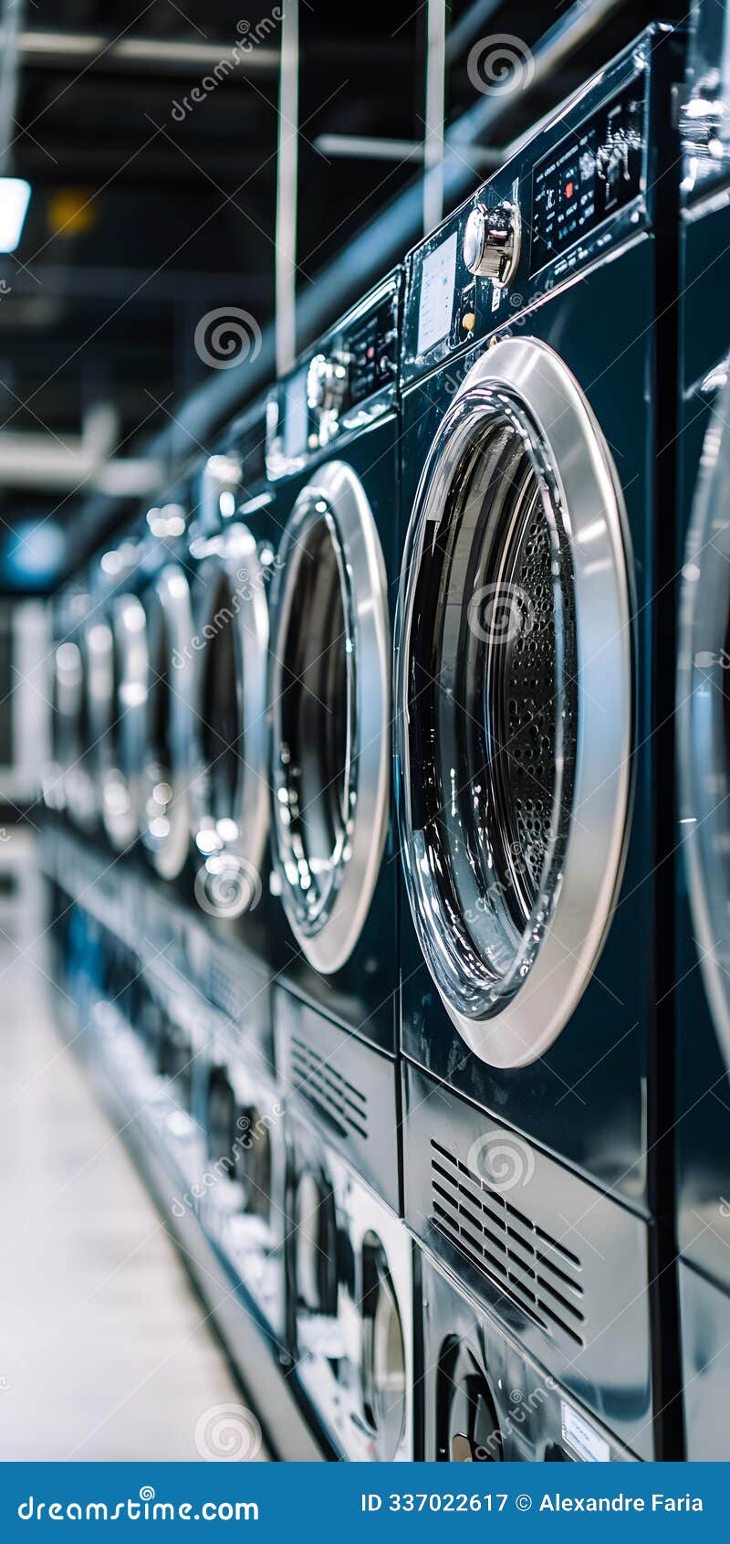 Row of Washing Machines in Laundromat Stock Illustration - Illustration ...